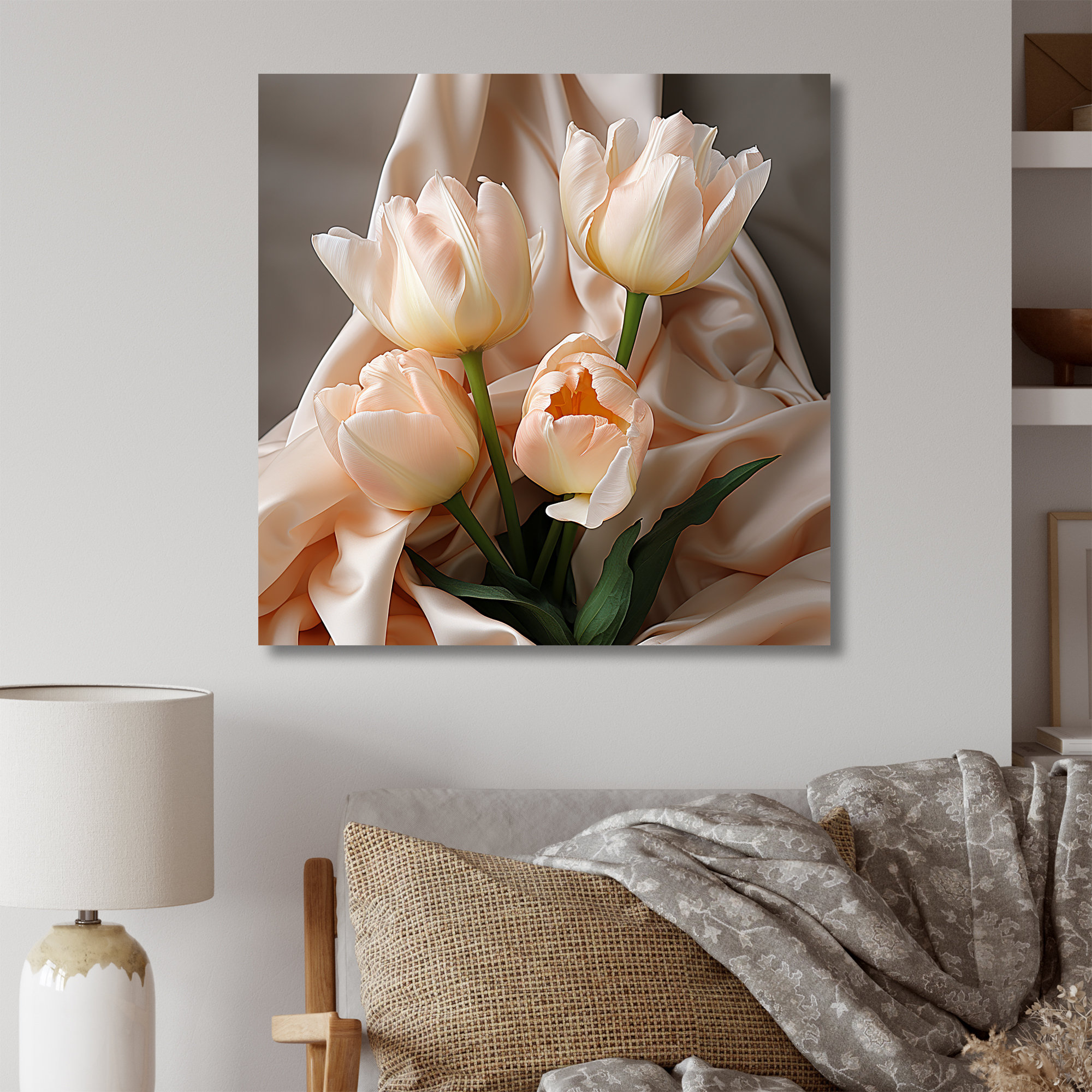 Design Art Soft Neutral Tones Tulips Tranquility I On Canvas Print ...