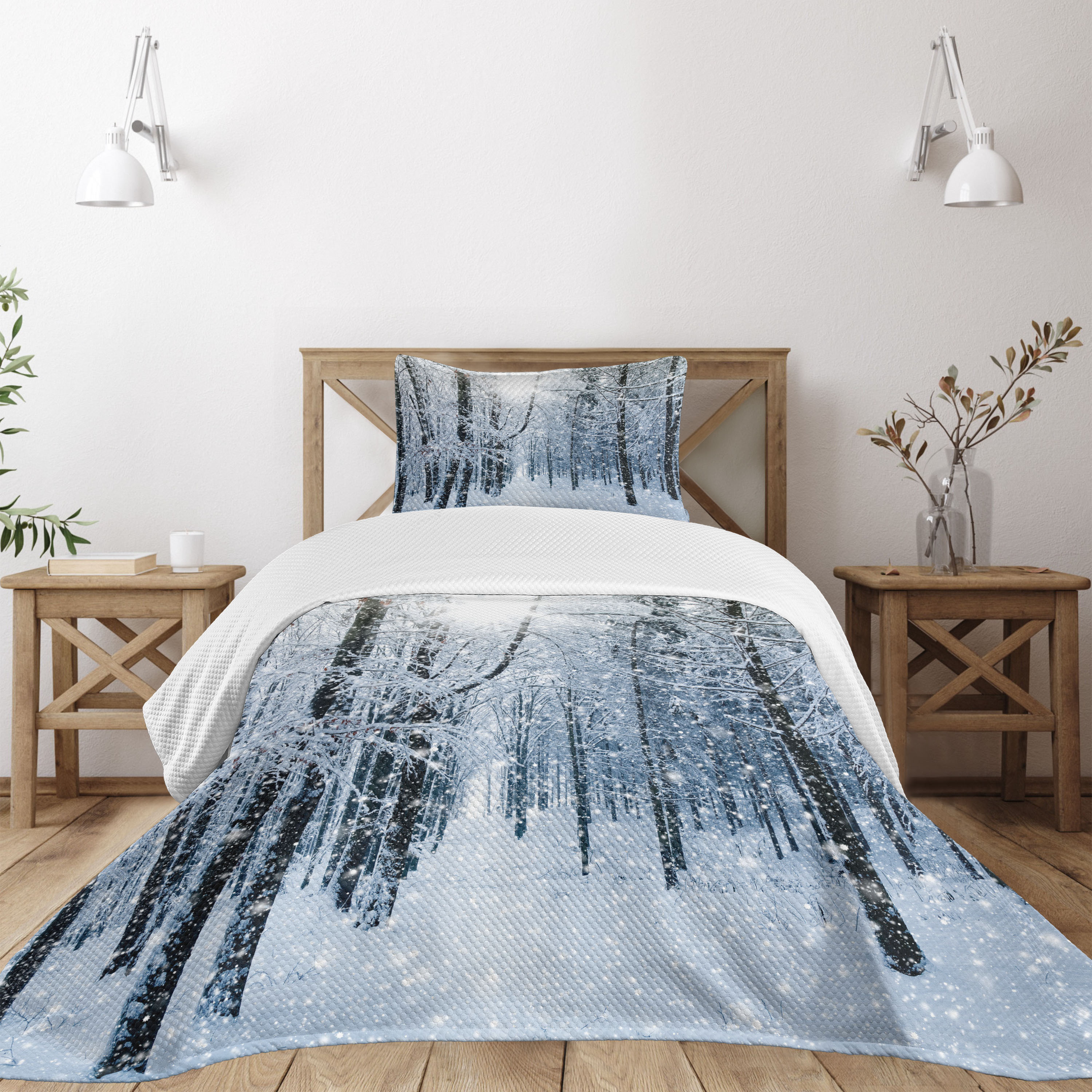 Ambesonne Winter Bedspread Snow Covered Forest | Wayfair