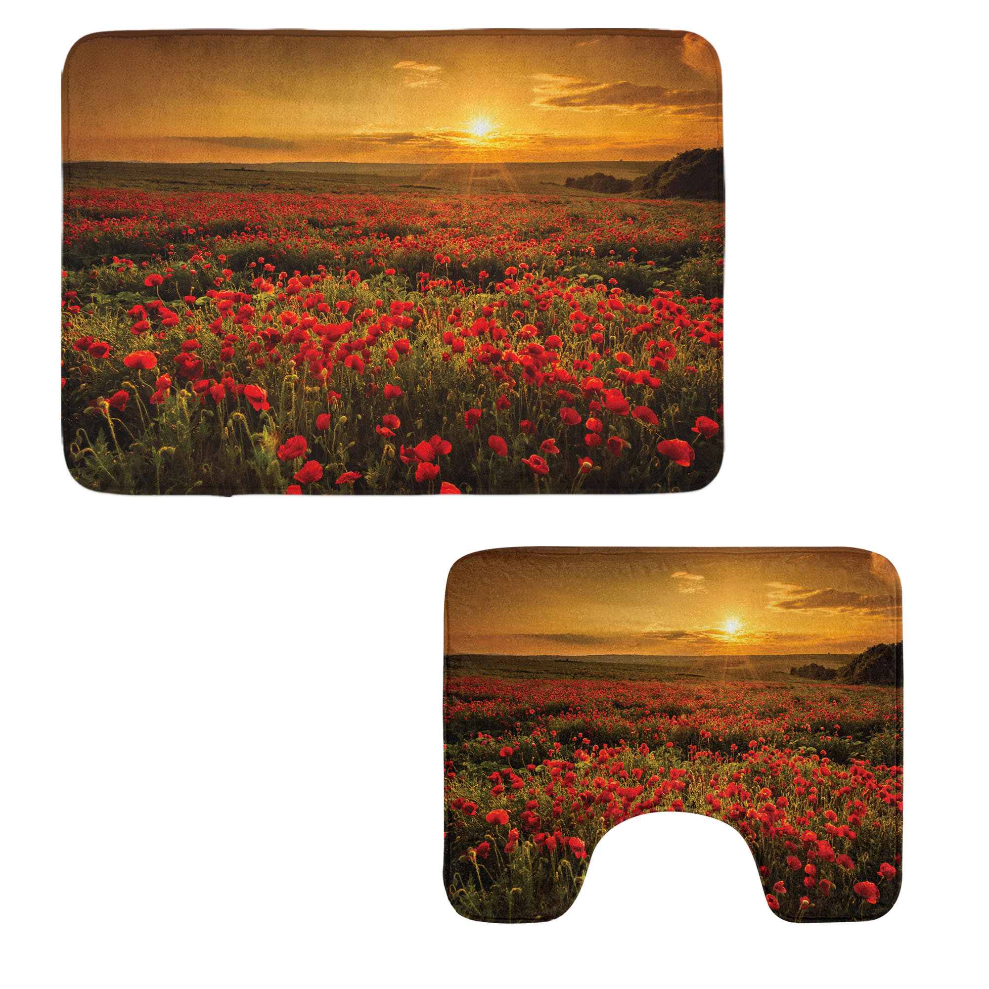 East Urban Home Poppy Flower Bathroom Rug Set 2 Pieces Rectangle ...