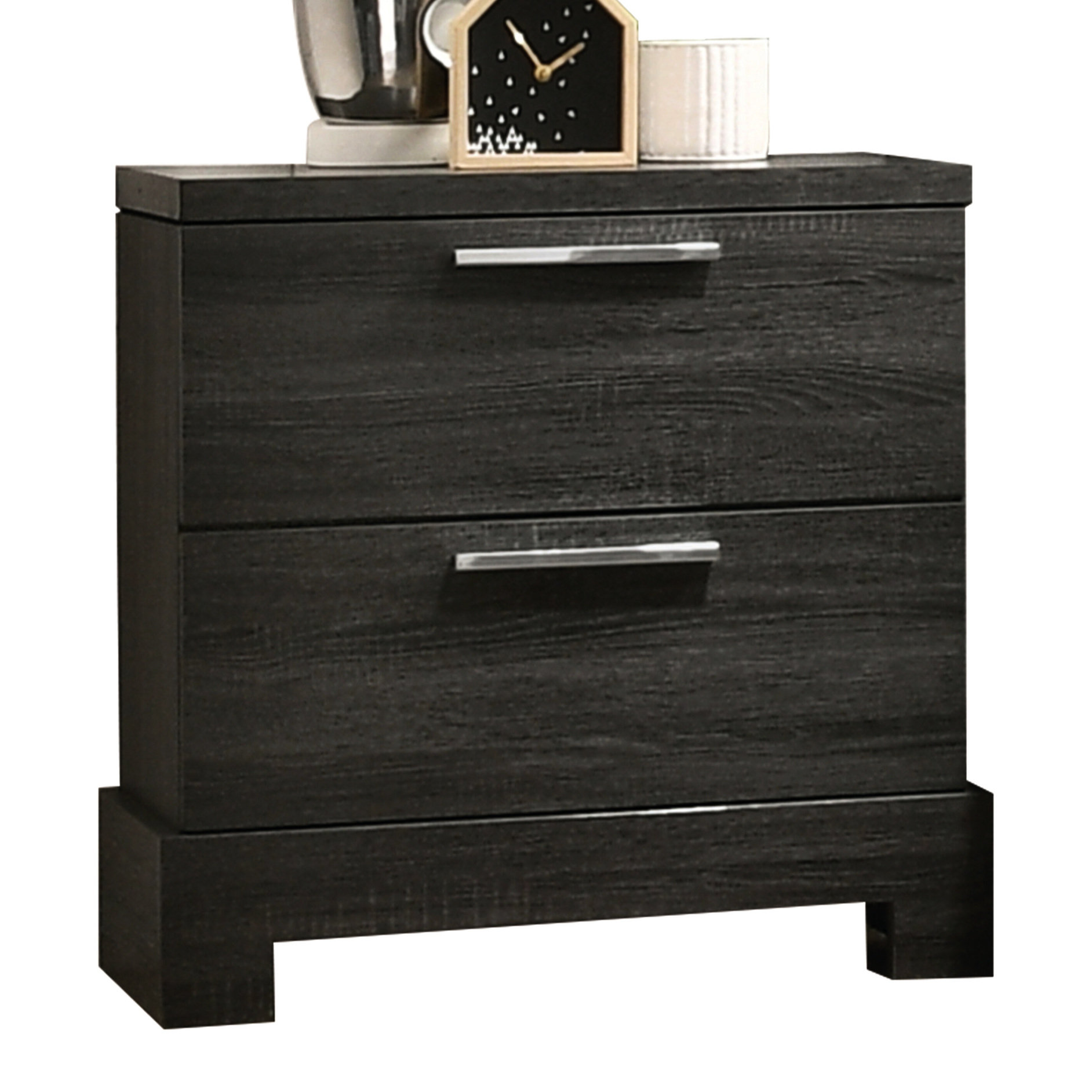 Latitude Run® Modern Grey Oak 2 Nightstand, Robust Build And Extended ...