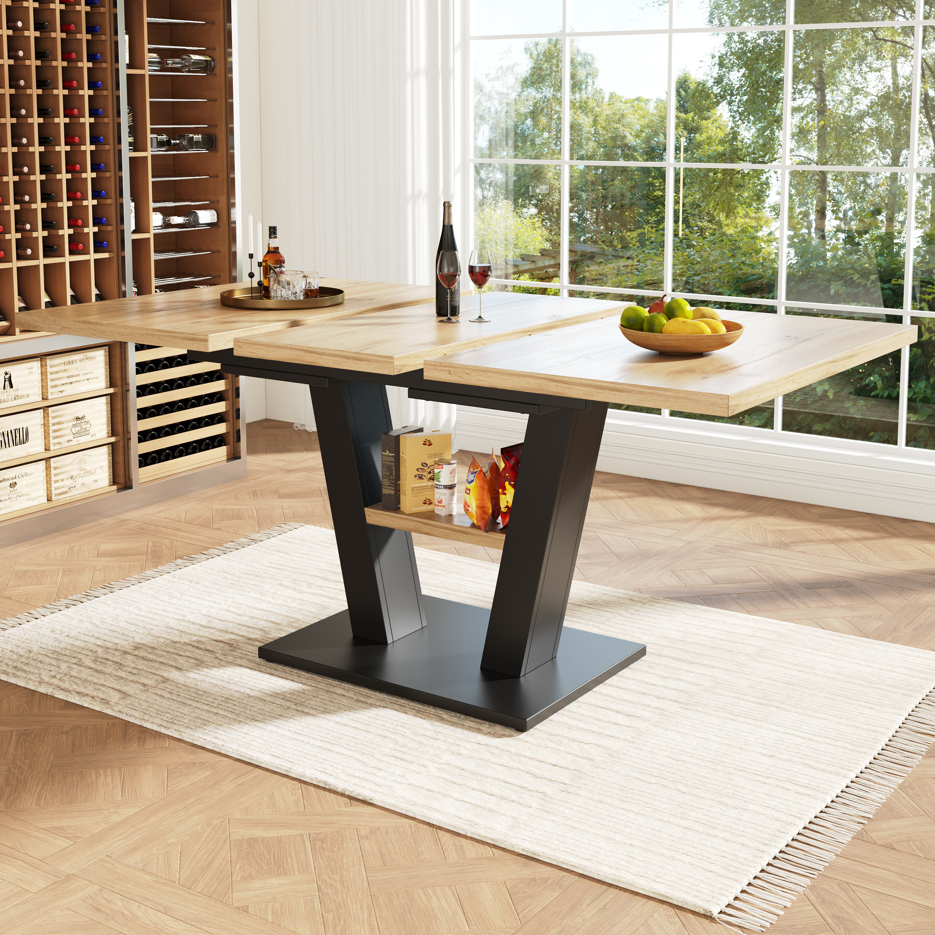 Metro Lane Extendable Dining Table For 6-8 - Natural Wood Color, 118 To ...