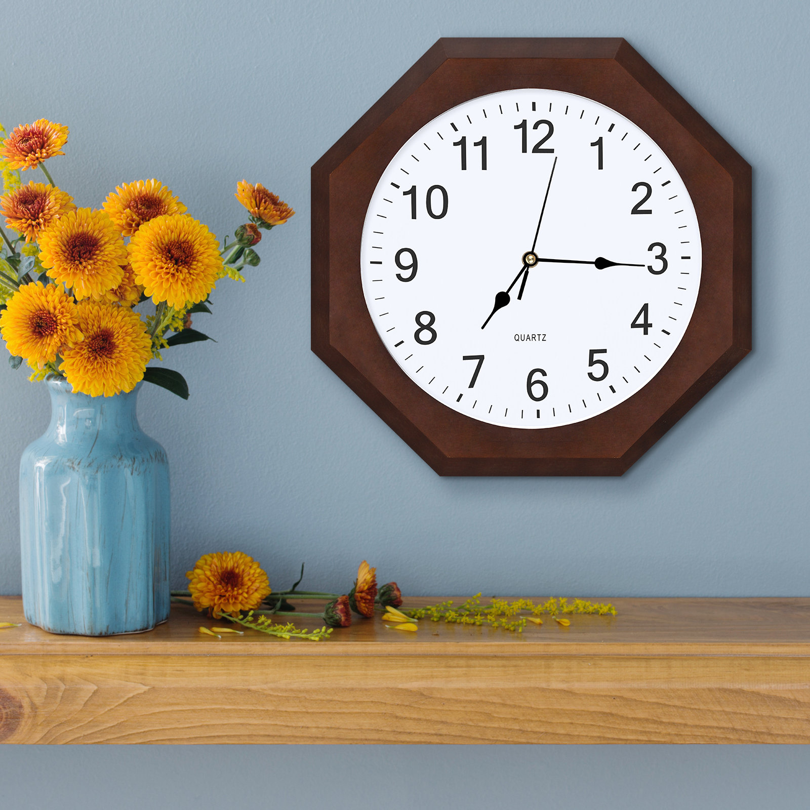 Lark Manor™ Gloyd Octagonal Wood Wall Clock - Mahogany Color | Wayfair