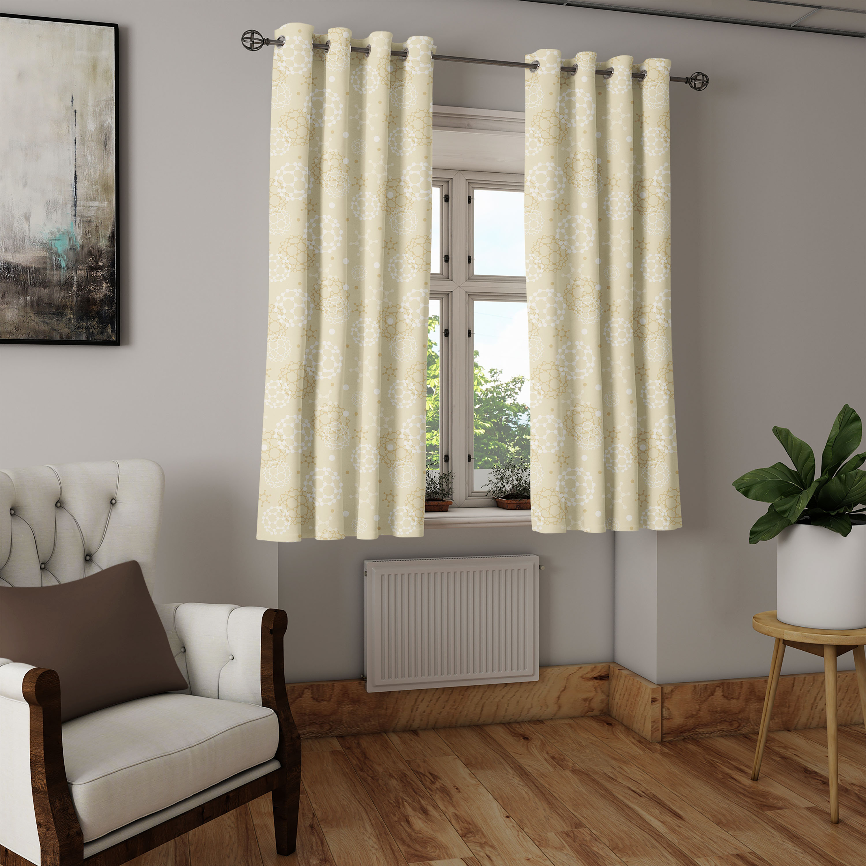 Latitude Run® Ivory Grommet Curtain Decorative 2-Panel Window Drapes ...