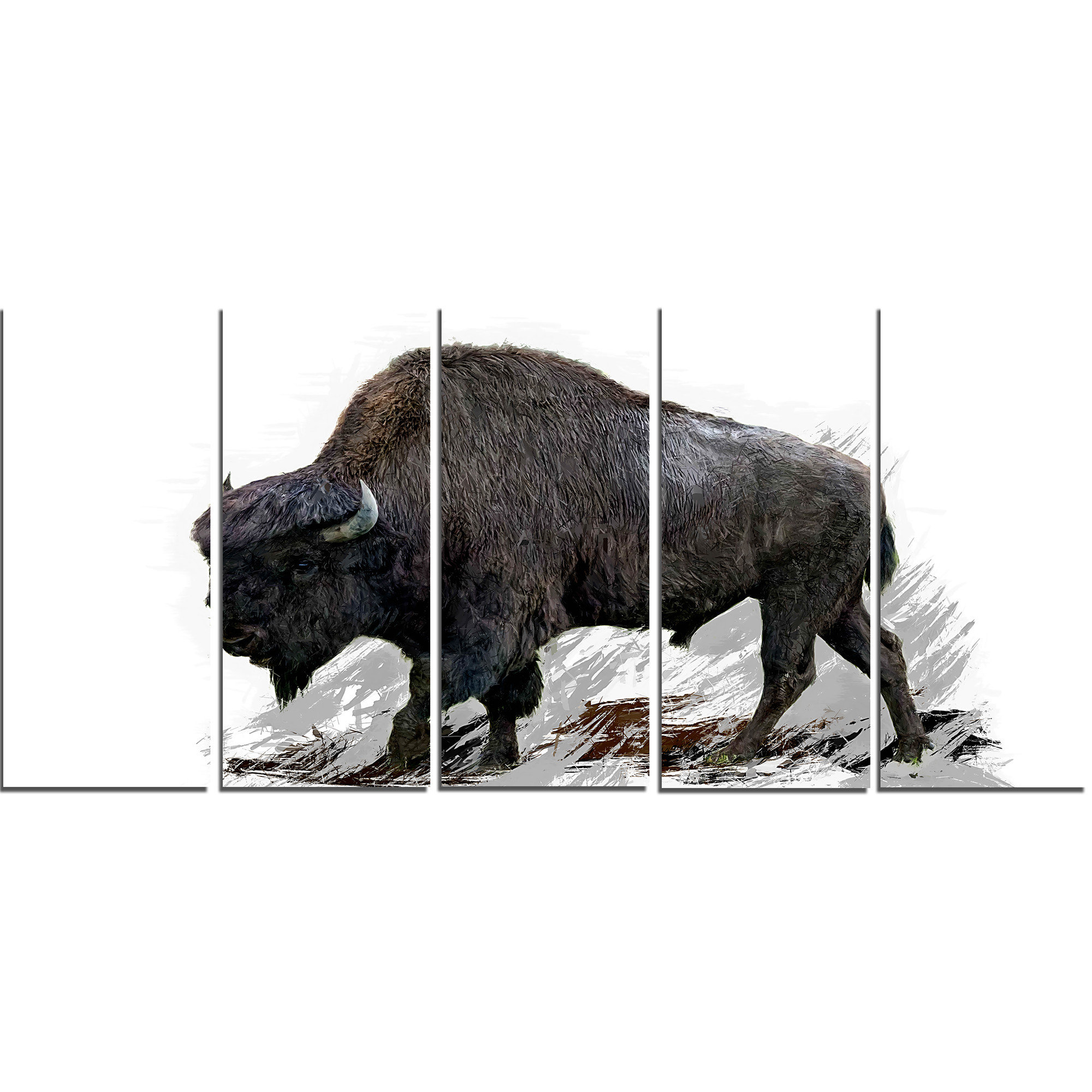 Design Art 'Migrating Bison' 5 Piece Graphic Art Set | Wayfair
