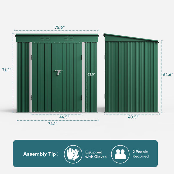 Aiho 6 ft. W X 4 ft. D Galvanized Steel Horizontal Storage Shed ...