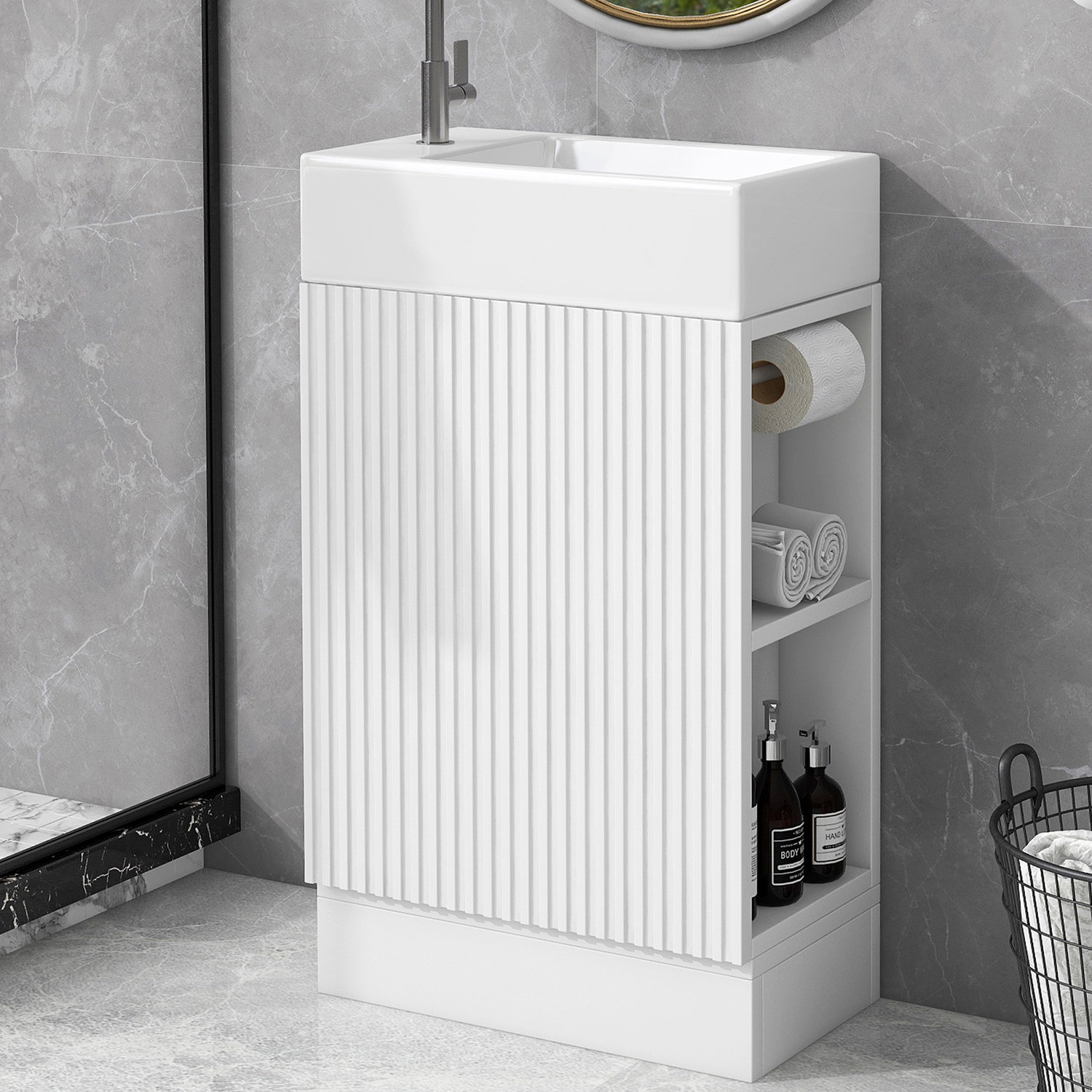 Ebern Designs Vylett 18.6'' Free Standing Single Bathroom Vanity with ...