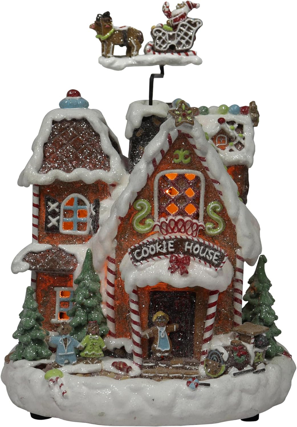 Moments in Time 11.02”H Animated Gingerbread Cookie House (Santa) - LED ...