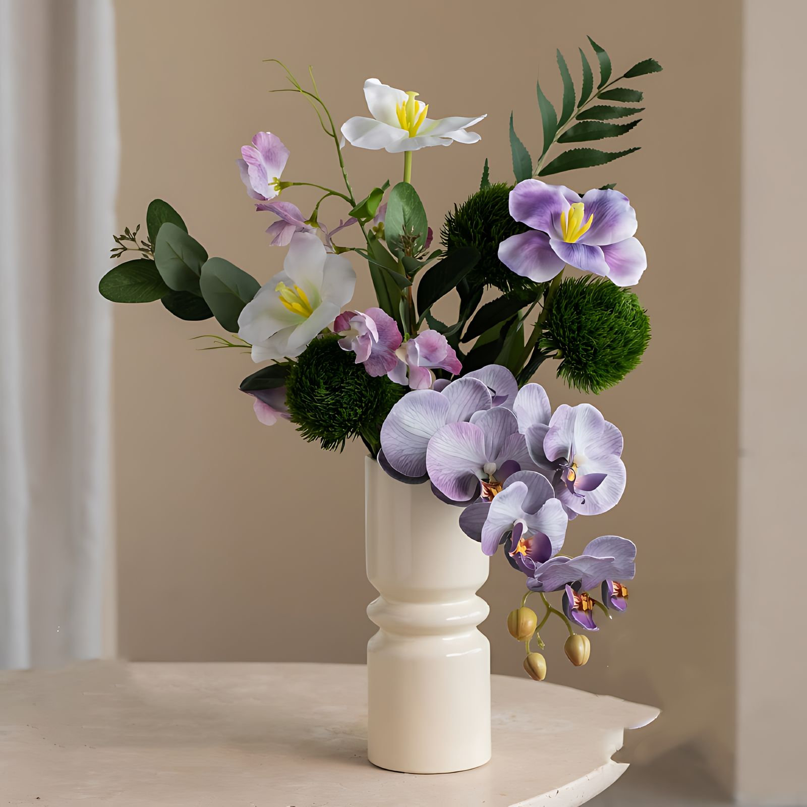 Primrue Fabric Orchid Arrangement in Vase | Wayfair