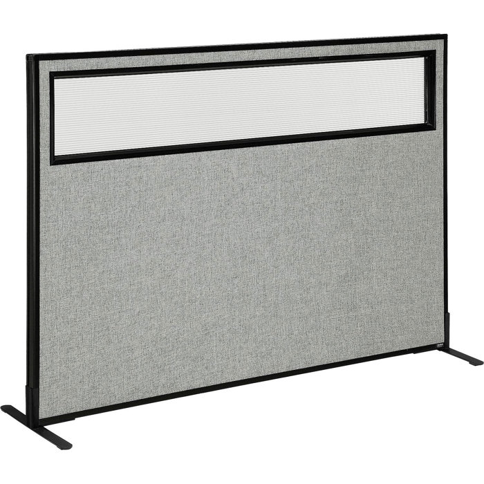 Interion Freestanding Gray Office Partition Panel With Partial Window ...