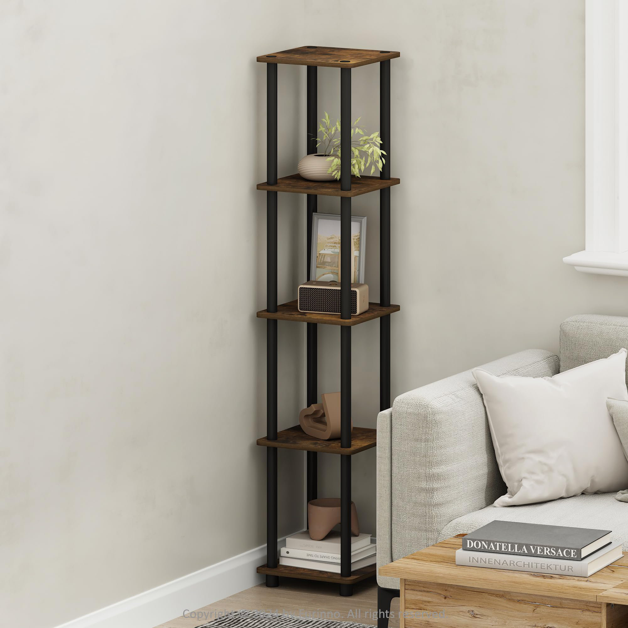 17 Stories 5-Tier Corner Square Rack Display Shelf, Industrial ...