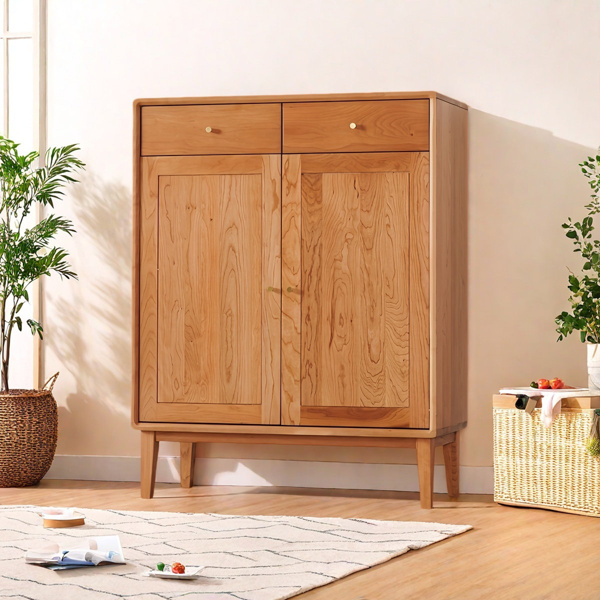 Licalilo Solid Cherry Wood Storage Cabinet Shoe Cabinet - Wayfair Canada