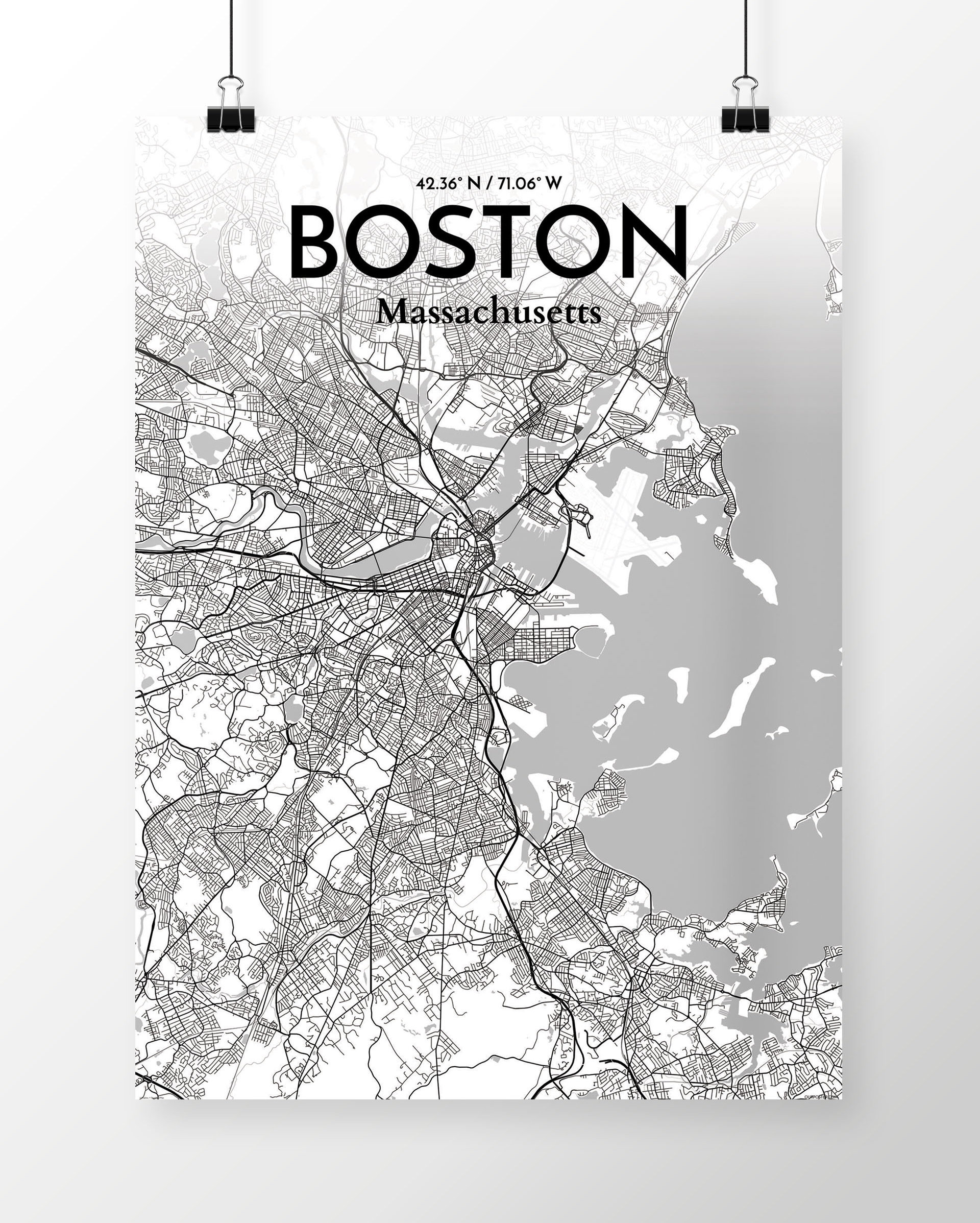 OurPoster.com 'Boston City Map' Graphic Art Print Poster in Tones | Wayfair