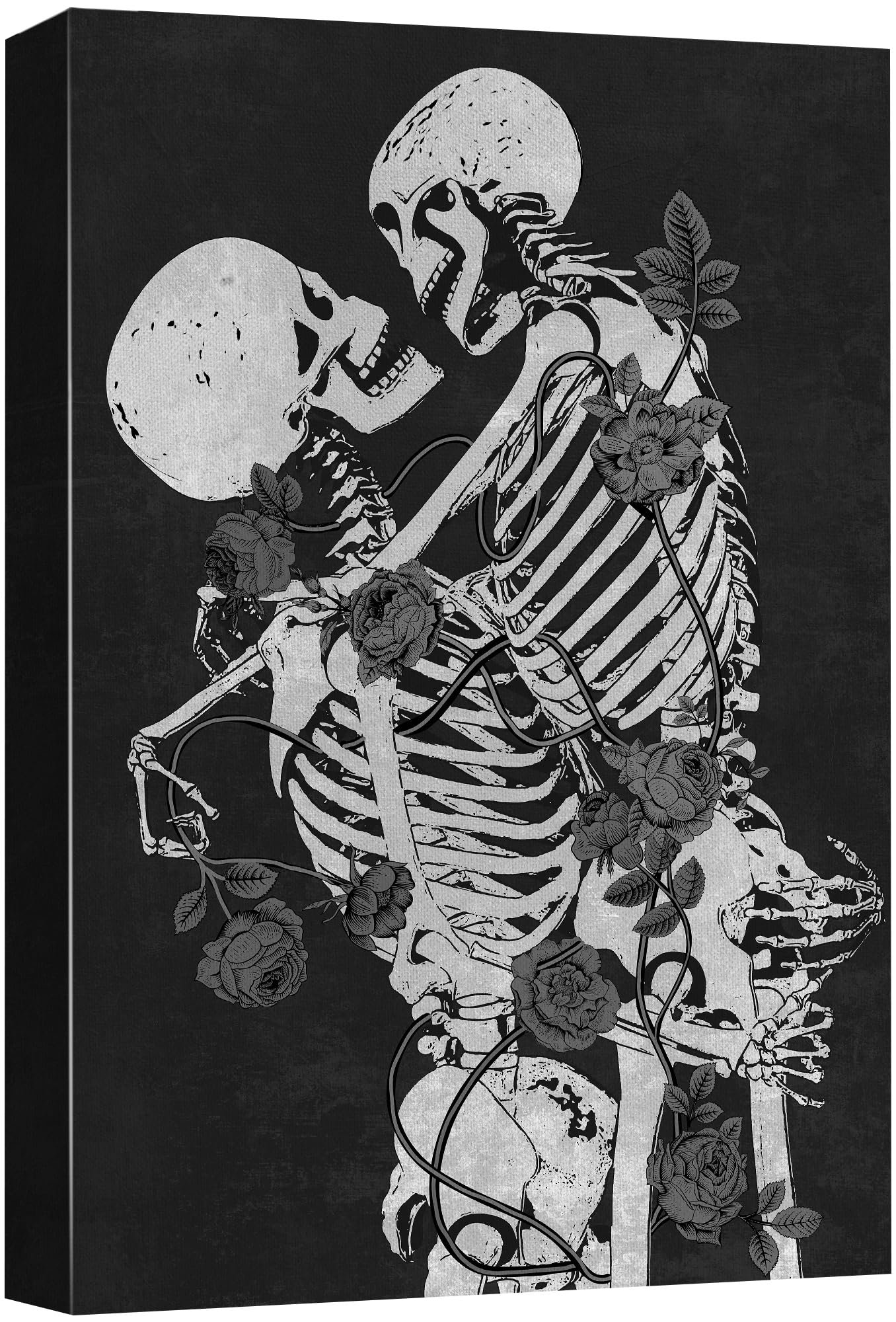 IDEA4WALL Skeleton kiss Gothic Moody Dark Illustrations Modern Art Work ...