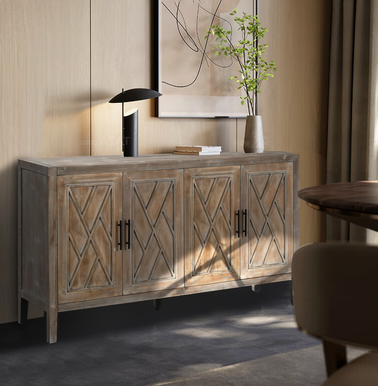 Gracie Oaks Bohun 59.91" Console Cabinet, Accent Cabinet, Farmhouse ...