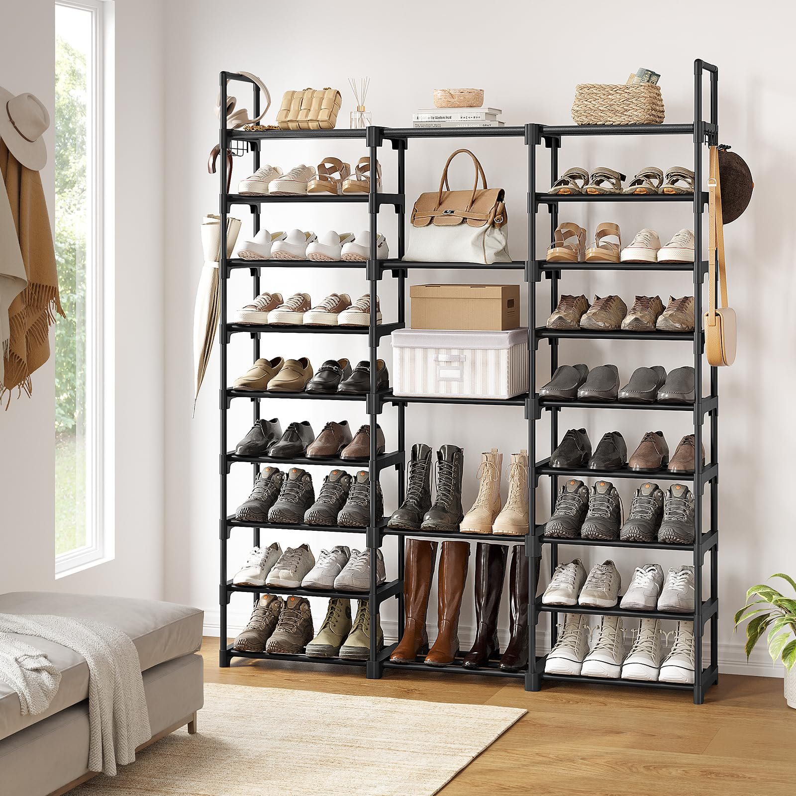Rebrilliant 9 Tiers Large Shoe Rack Storage Organizer For Closet 50-55 ...