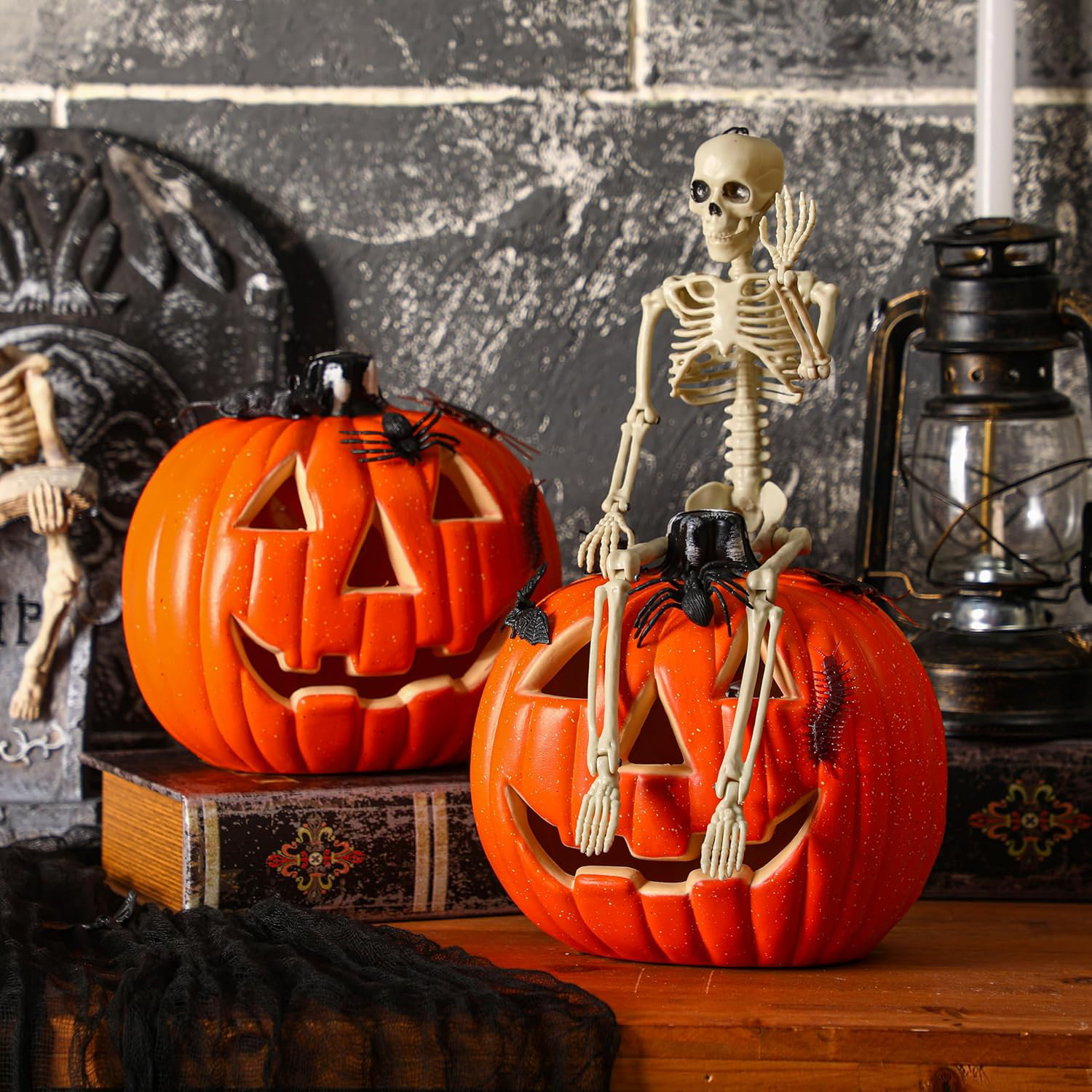 The Holiday Aisle® 2 Pack Plastic Jack O Lantern Pumpkins Halloween ...
