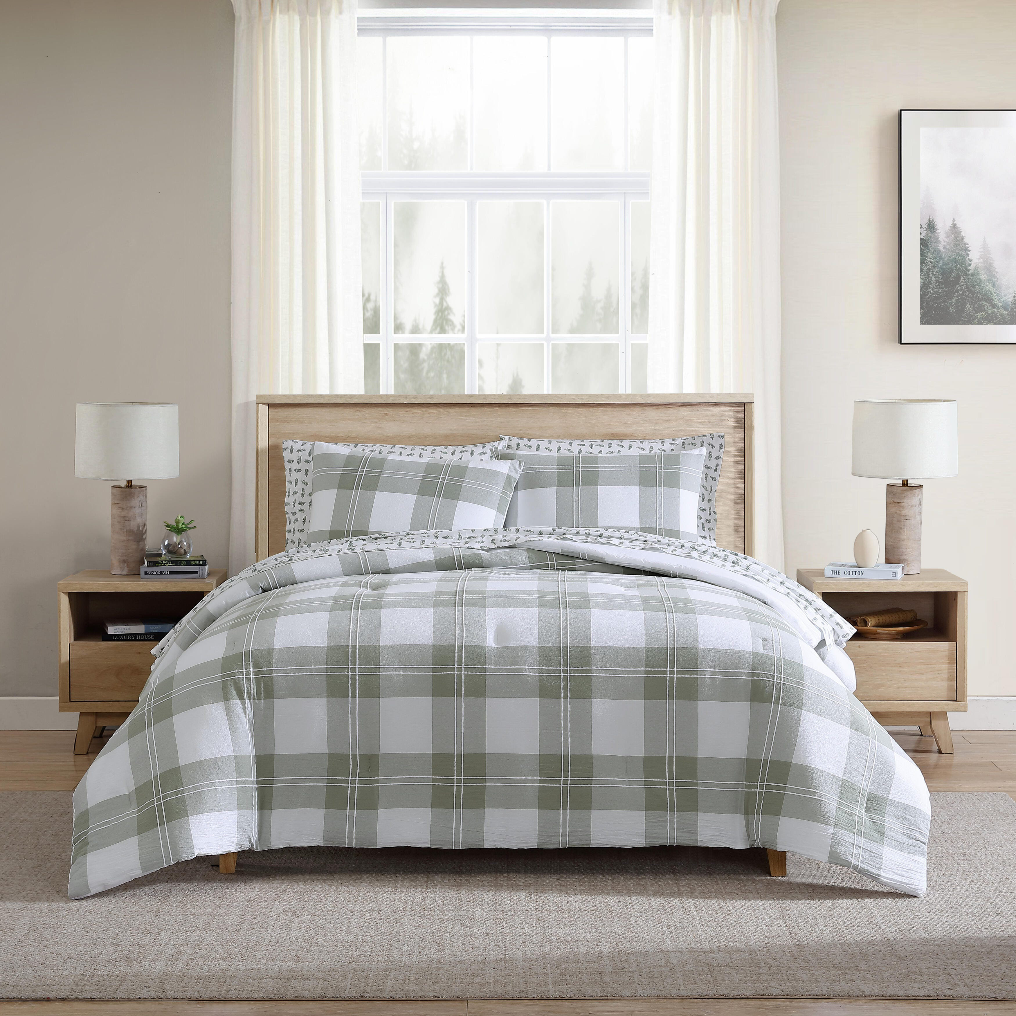 Eddie Bauer Mountain Embroidery Plaid Cotton Green Comforter Set & Reviews | Wayfair
