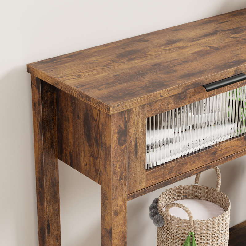 August Grove® Farmhouse Sofa Table , Console Table With Glass Drawers ...