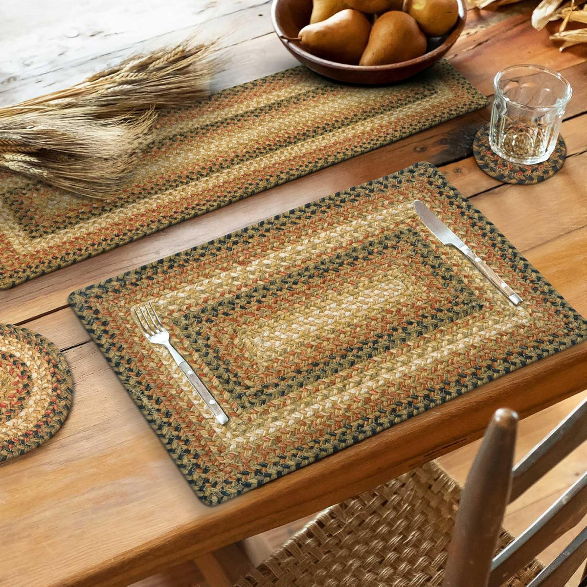August Grove® Curtner Jute Braided Table Runner Set of 2, 8x28 Inches ...