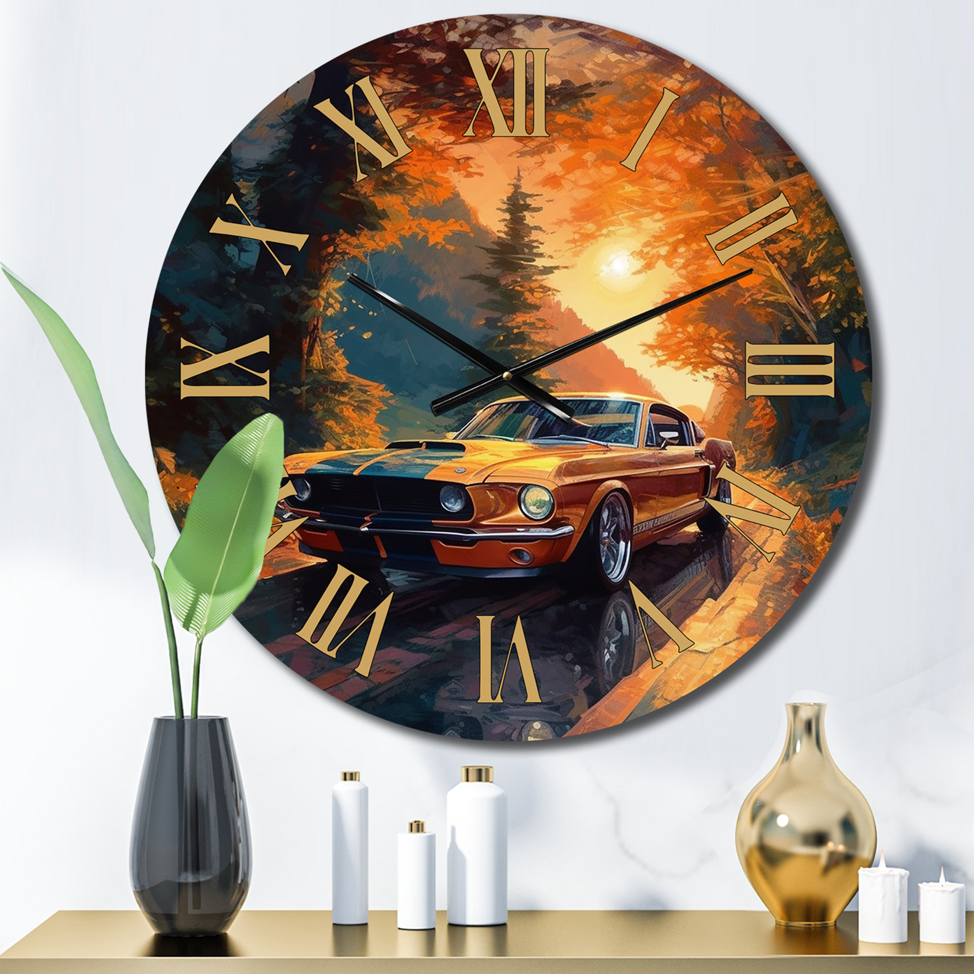 Winston Porter Muscle Car Late Drives I - Car Muscle Car Wall Clock ...