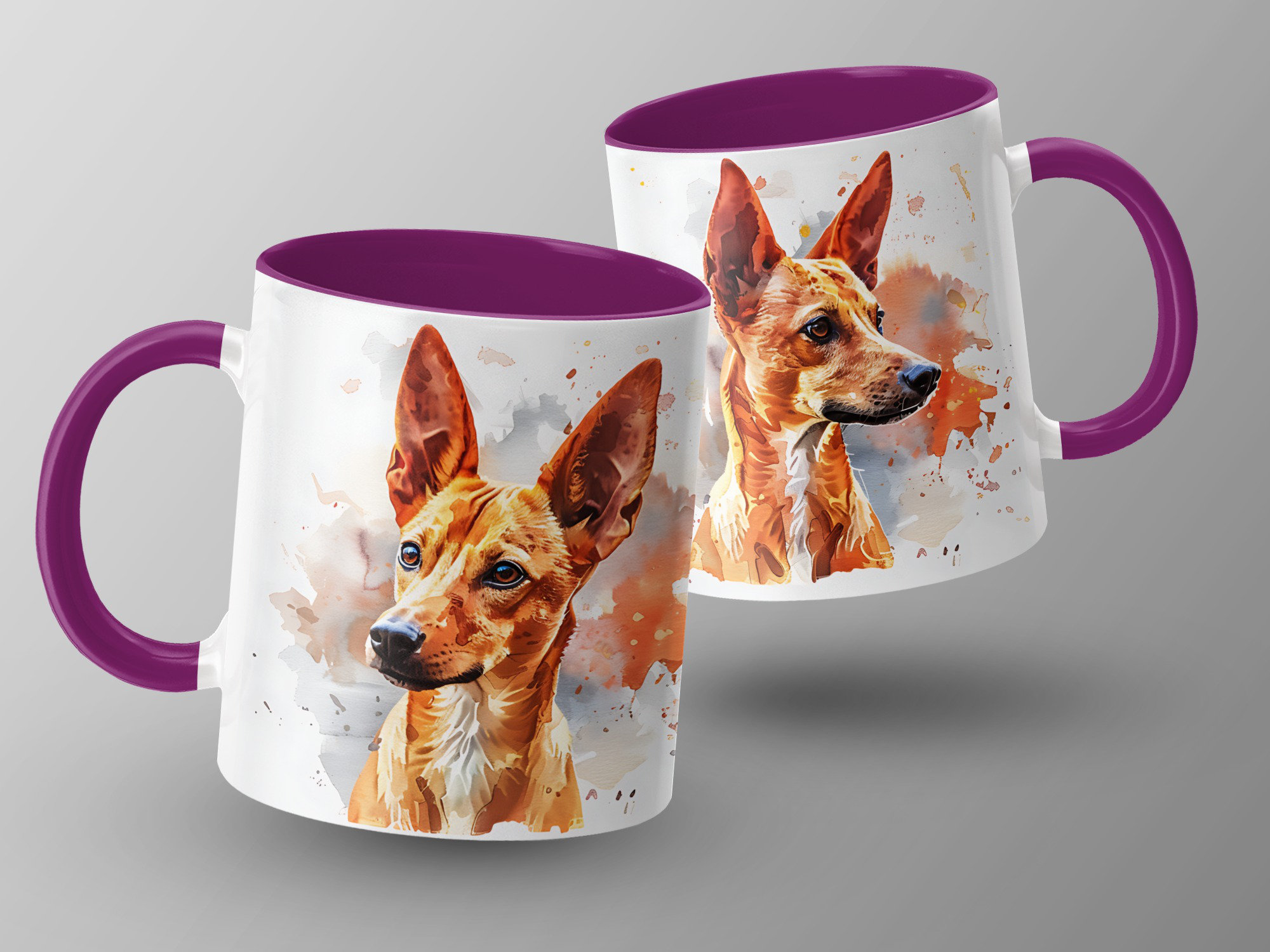 East Urban Home Set of 3 – Watercolor Basenji Dog Design 11oz Coffee ...