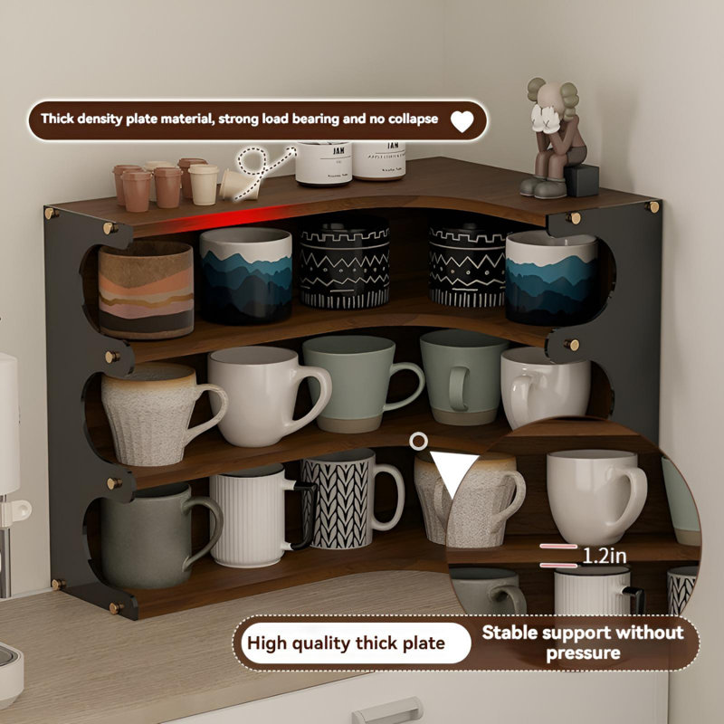 Hokku Designs Corner Cup Holder | Storage Rack | Coffee Corner ...