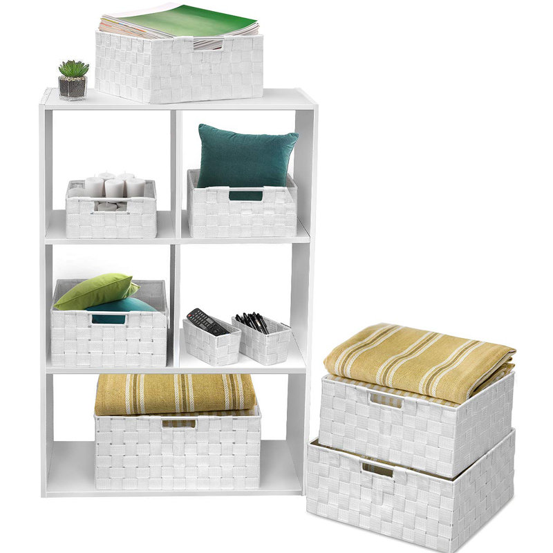 Sorbus Stackable Wicker Woven Basket with Handles 9 Pack in White ...