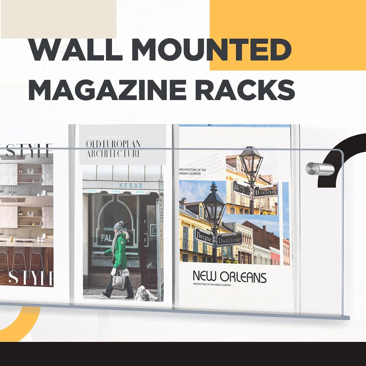 BONLOD 4 Pack 21" Clear Acrylic Magazine Holder Wall Mount Hanging ...