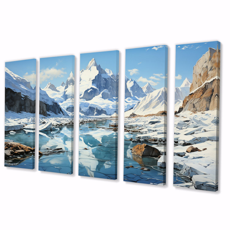 DesignArt Glacier Arctic Reflections On Canvas 5 Pieces Print | Wayfair