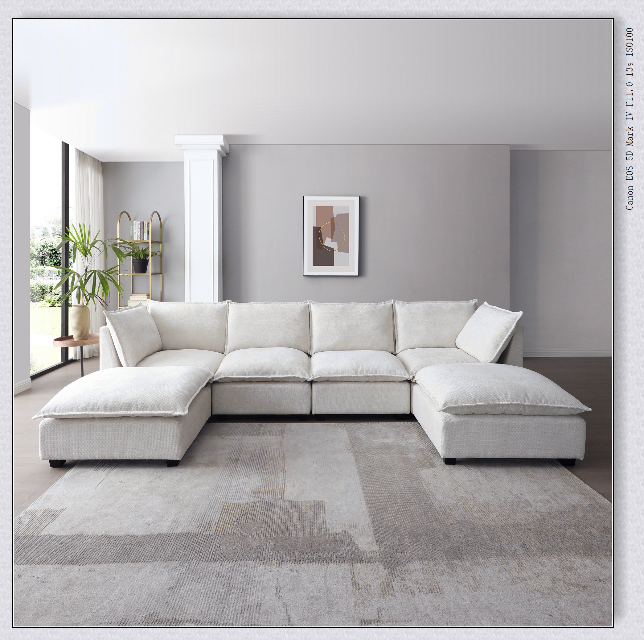 Latitude Run® 130 Inch Linen Modular Sectional Sofa with Convertible ...