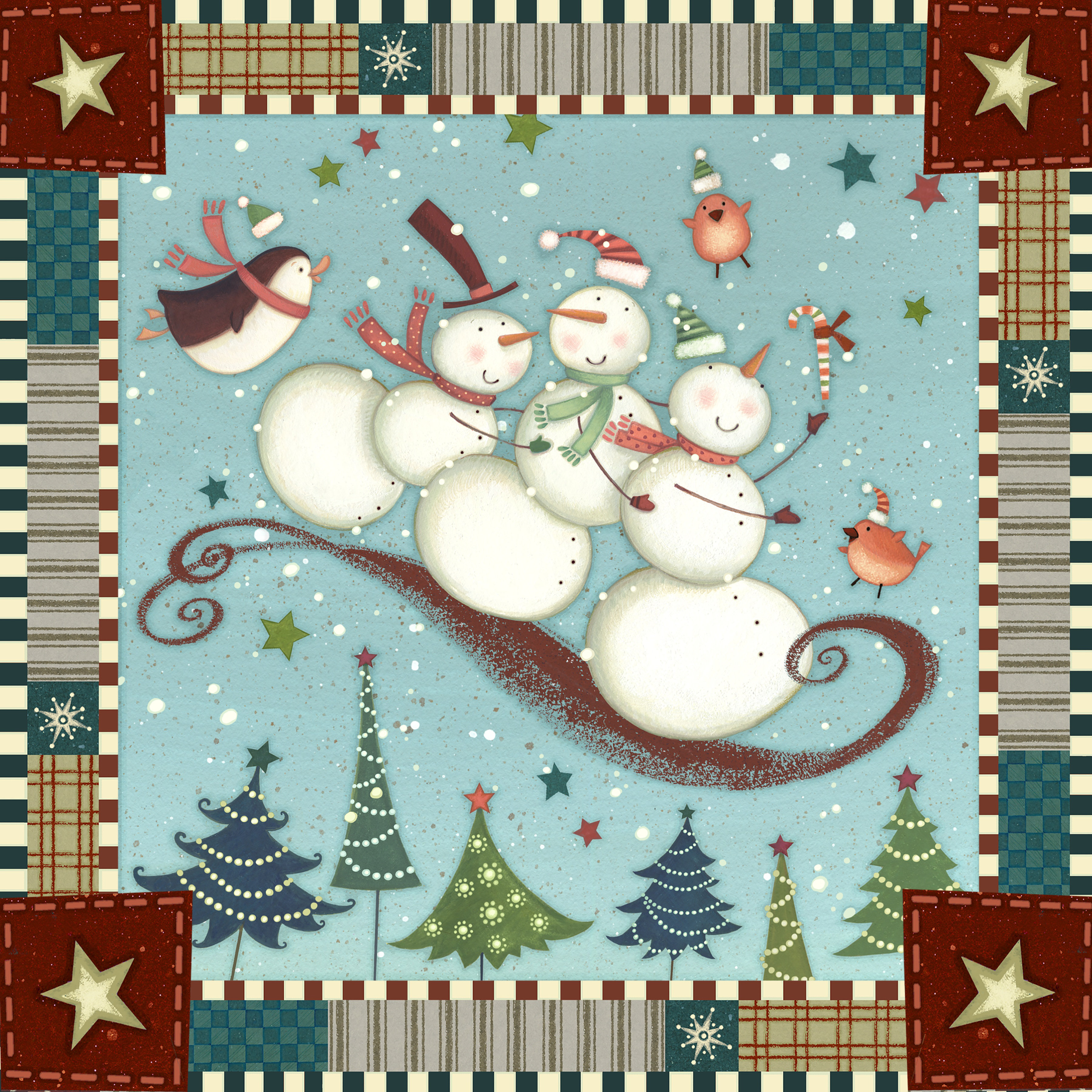 The Holiday Aisle® Sledding Snowmen I | Wayfair