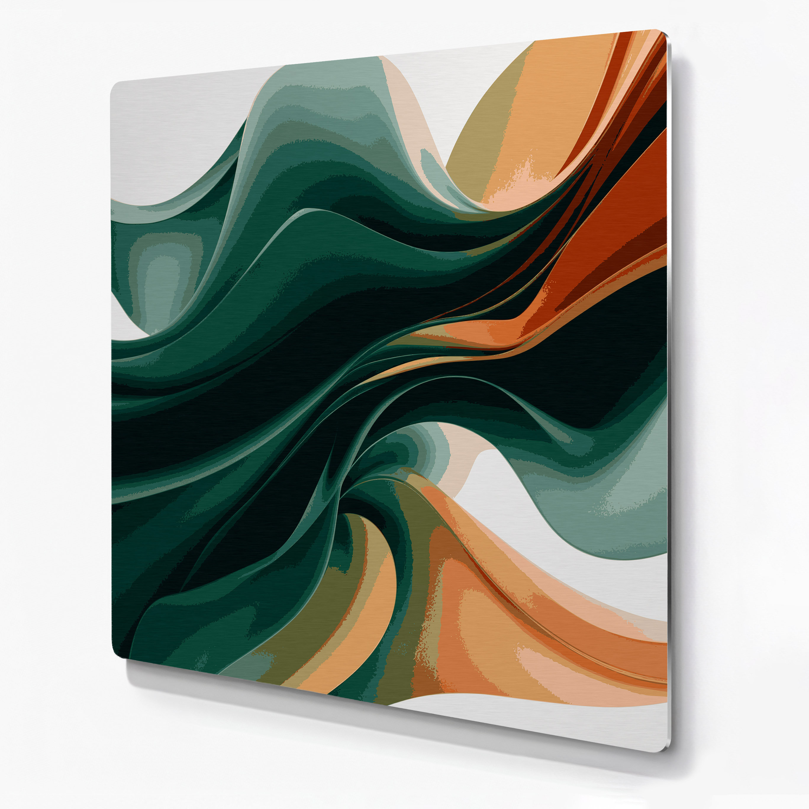 Orren Ellis Gradient Abstract 92 Green Metal Wall Art | Wayfair