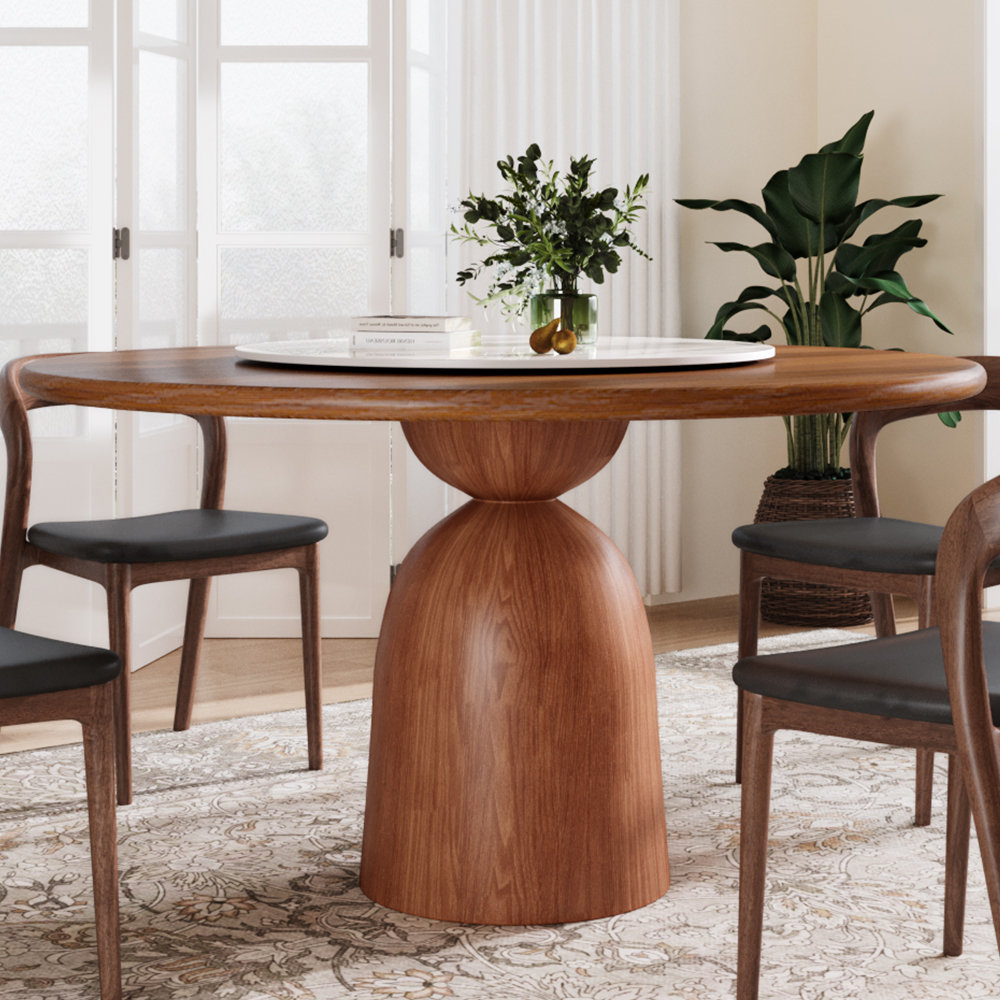 Orren Ellis Louree Kitchen Round Solid Wood Dining Table Farmhouse ...
