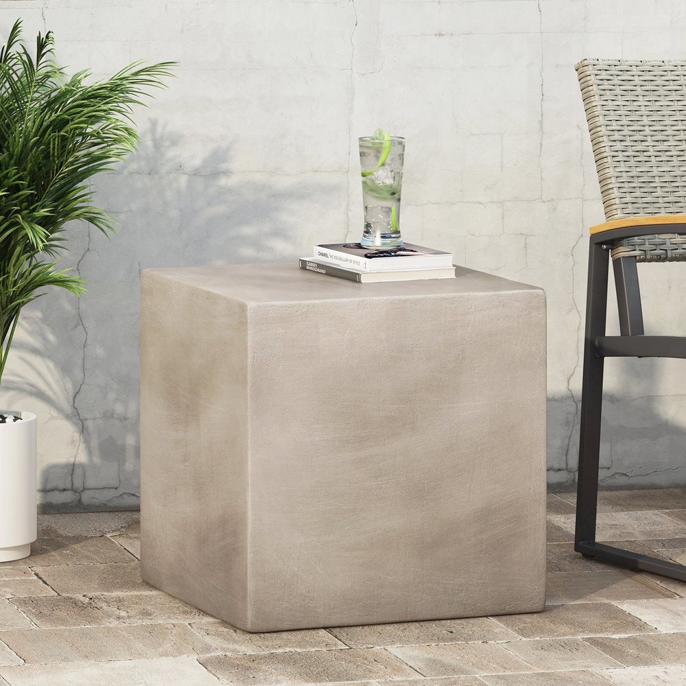 Ivy Bronx Light Grey Outdoor MGO Side Table with Durable Lightweight ...