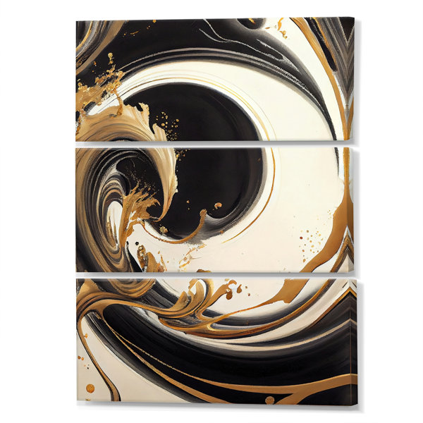 Orren Ellis Black And Gold Swirl V " Black And Gold Swirl V " 3 ...