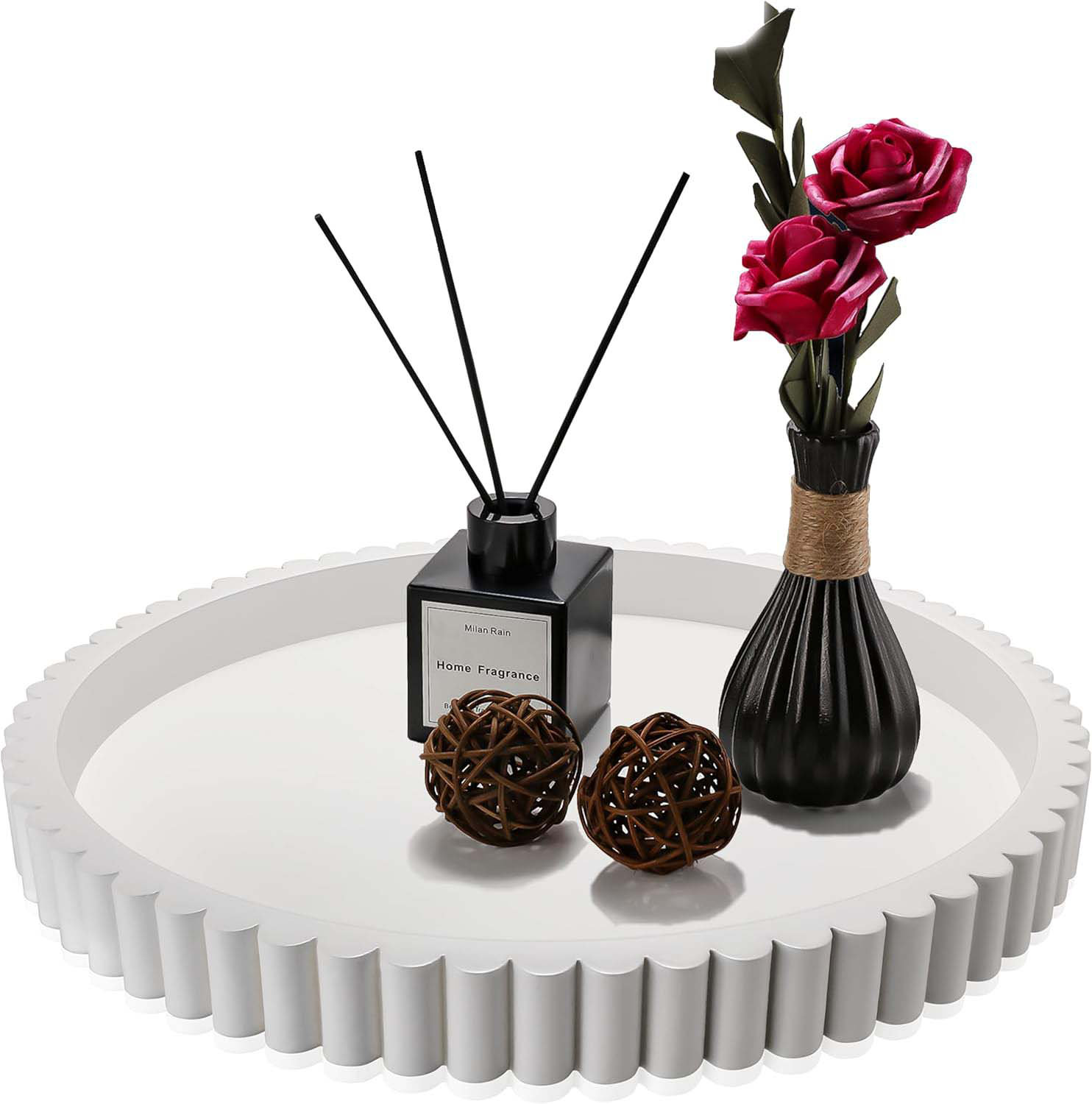 Latitude Run® 12In Decorative Tray For Coffee Table Tray Decor, White ...