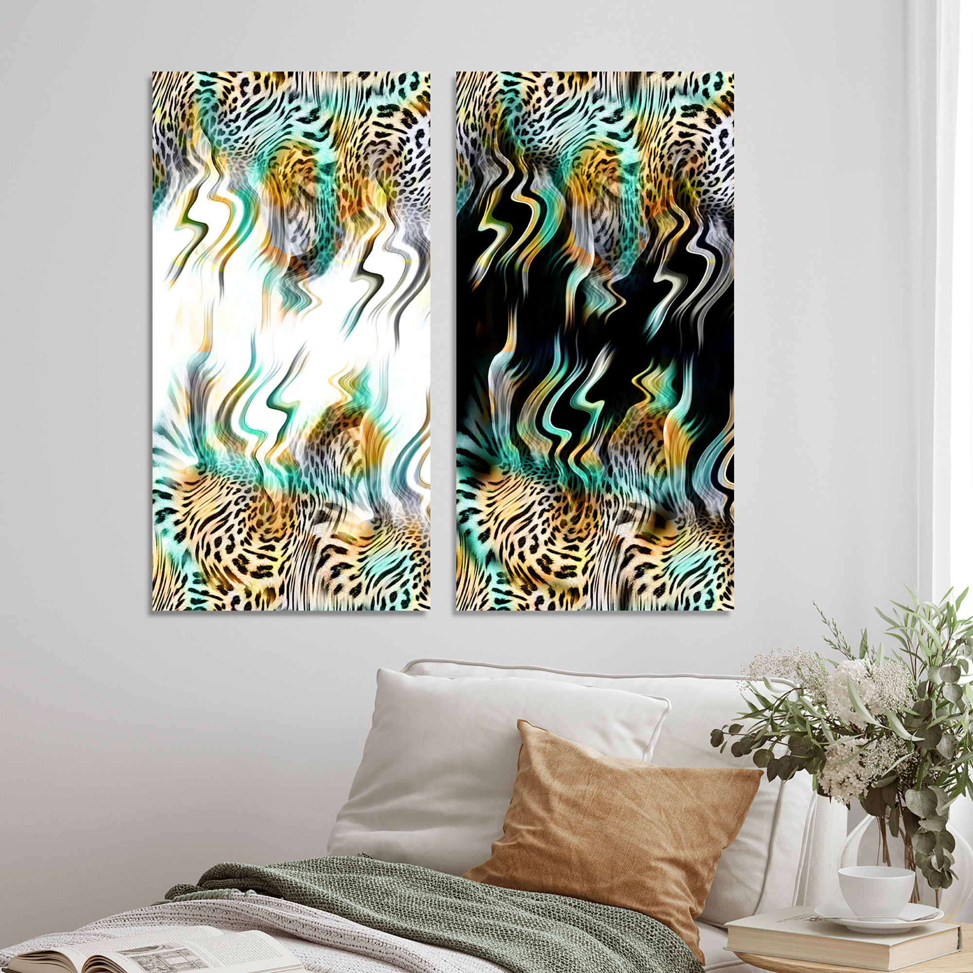 Mercer41 Leopard and Tiger VIII - 2 Piece Painting Set on Canvas ...