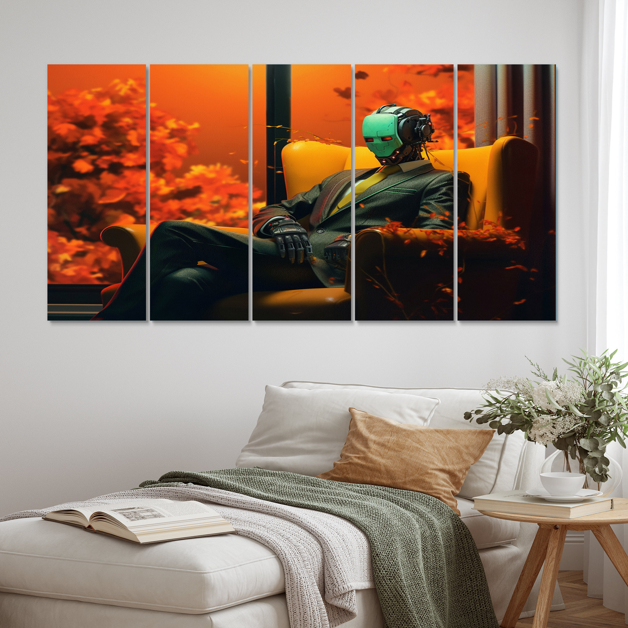 Trinx Stylish Humanoid Android Sitting On Couch III - Robot Wall Art ...