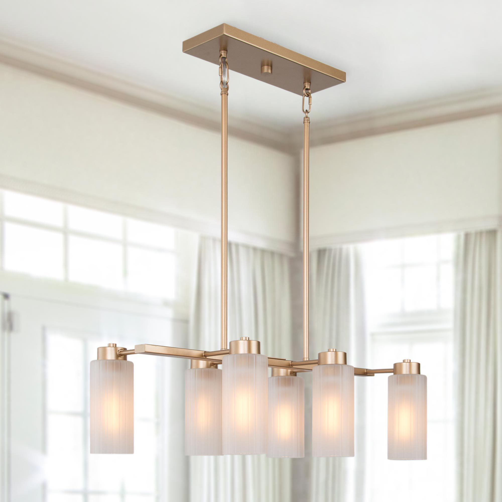 Everly Quinn Acari 6 - Light Kitchen Island Chandelier with Hand Blown ...