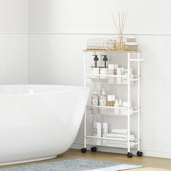 Shimano Slim Rolling Storage Cart, 4 Tier Narrow Utility Cart Bathroom ...