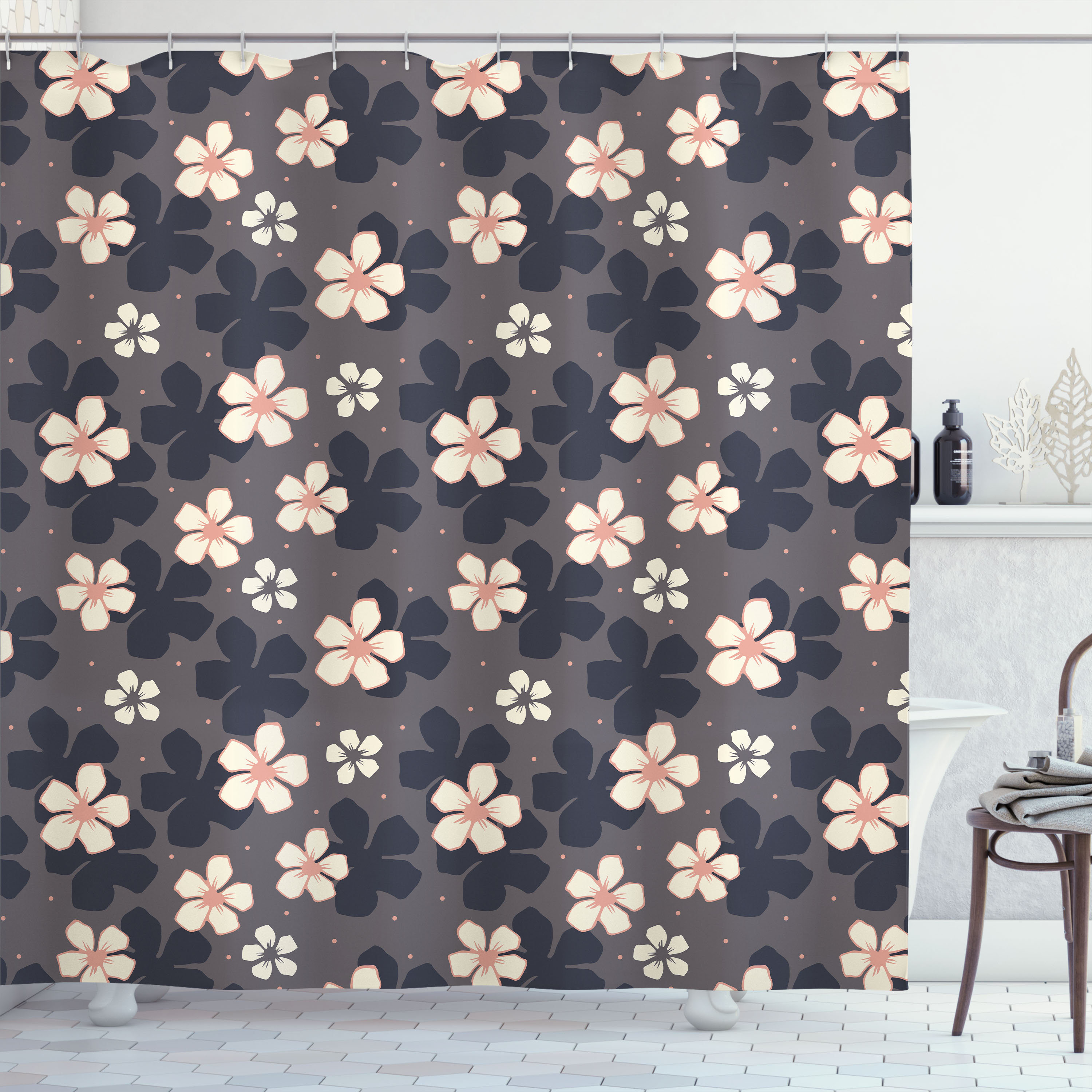 East Urban Home Sakura Shower Curtain Continuous Cherry Blossom Dark ...