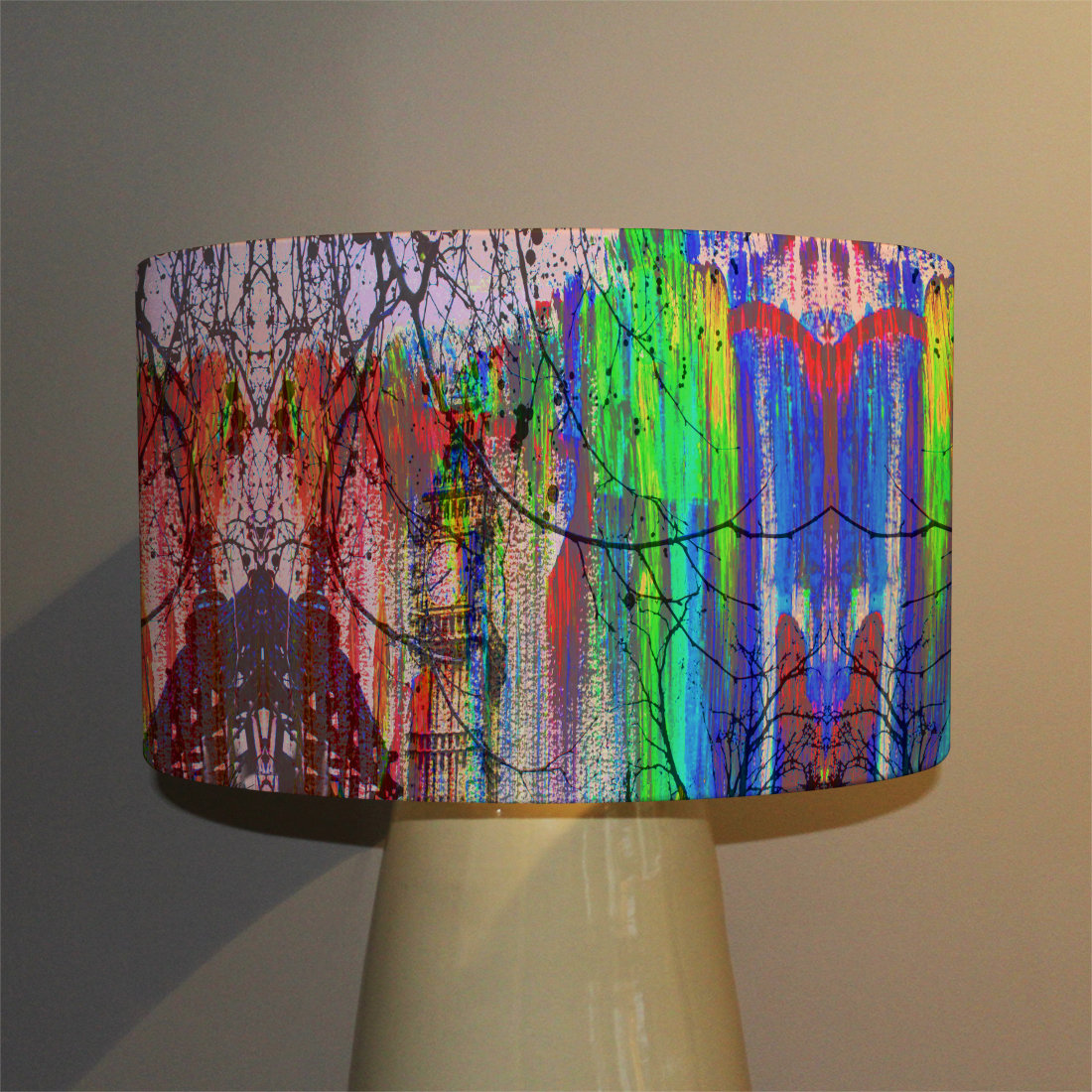 Ebern Designs Big Ben and Trees ed Cotton Drum Lamp Shade | Wayfair.ie