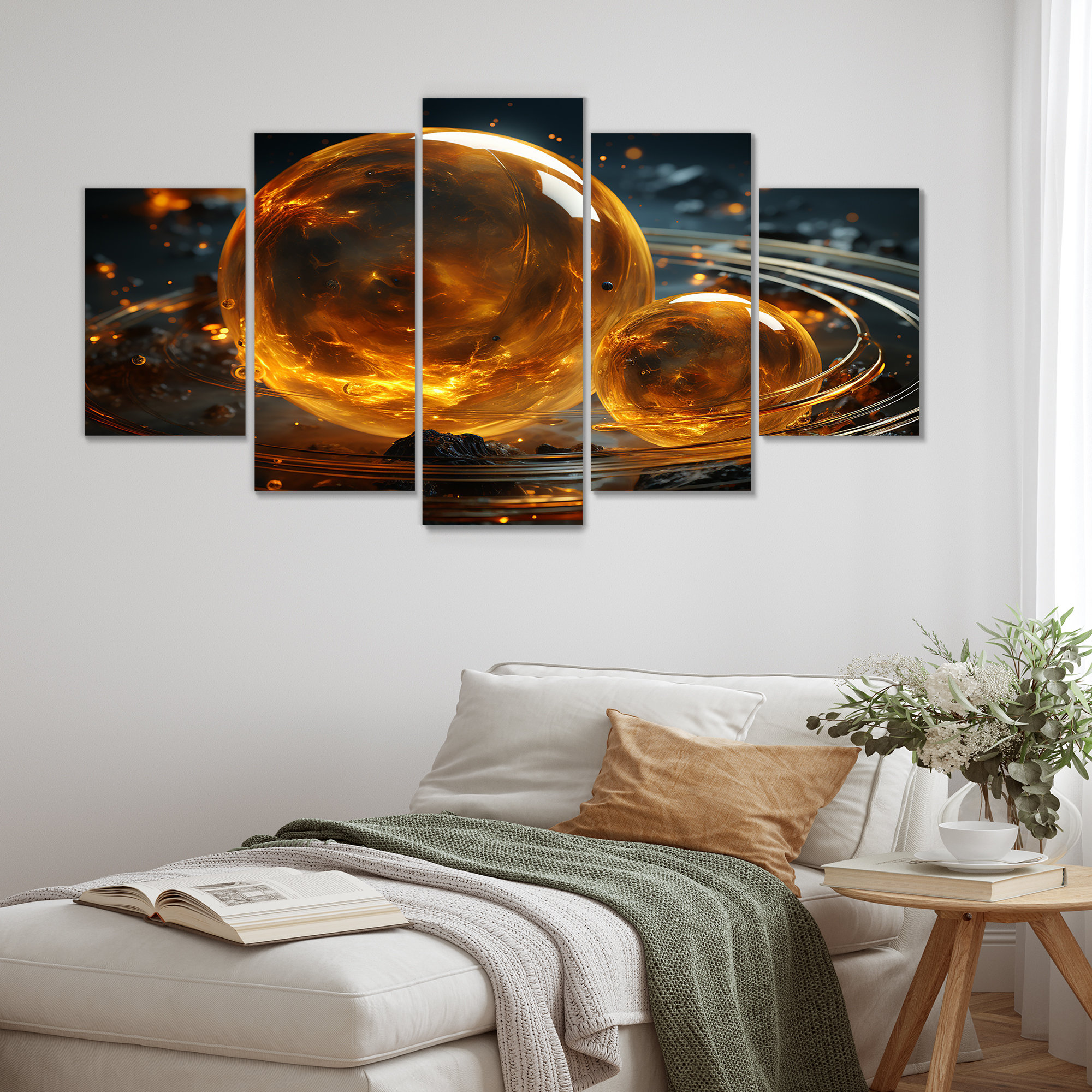 Latitude Run® Yellow And Black Asteroid Belt II - Planets Multipanel ...