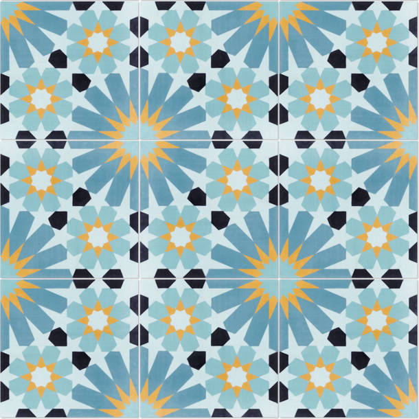 Moroccan Mosaic Tile House Berkane 8" x 8" Cement Patterned Wall ...