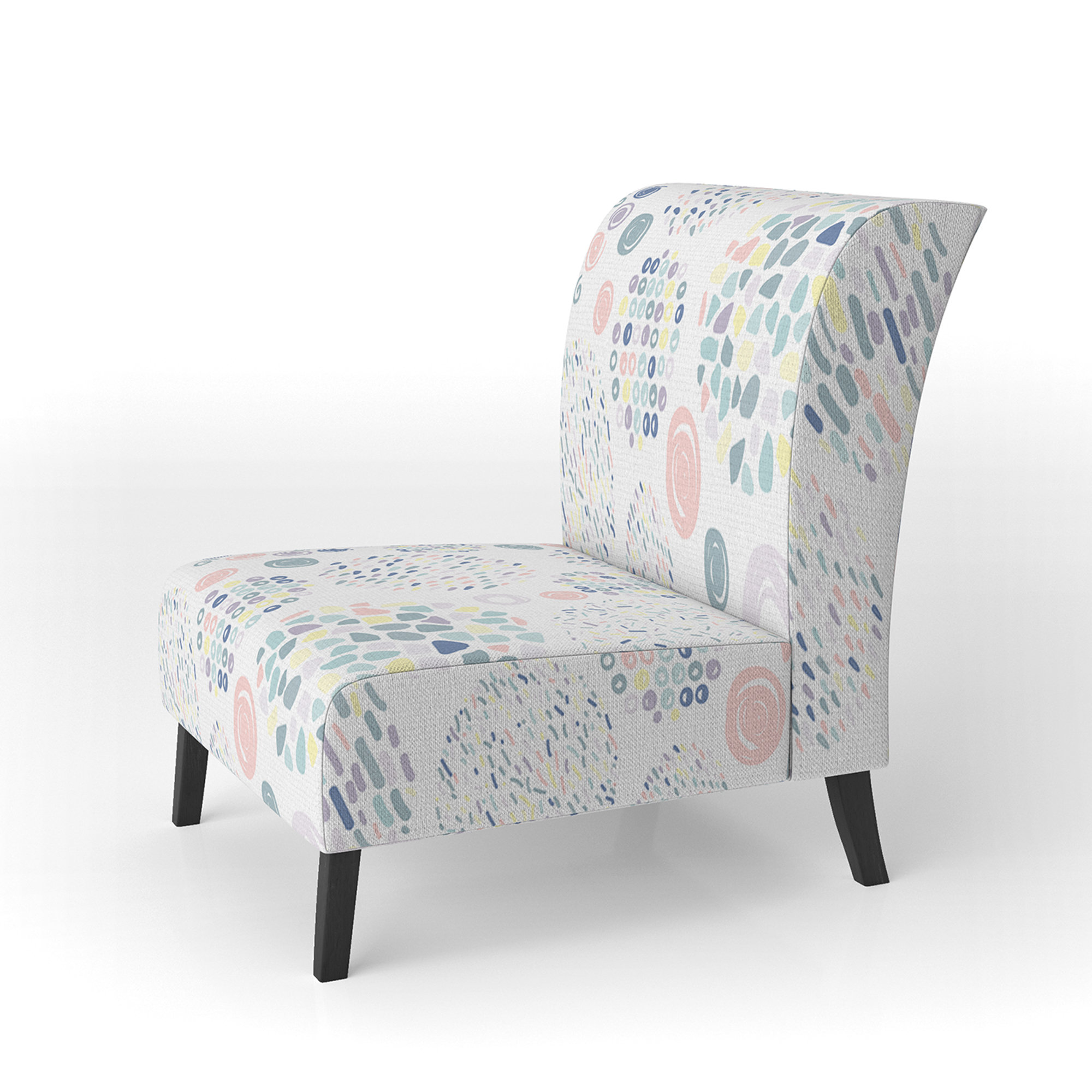 Dakota Fields White Trendy Scribbles - Upholstered Patterned Accent ...