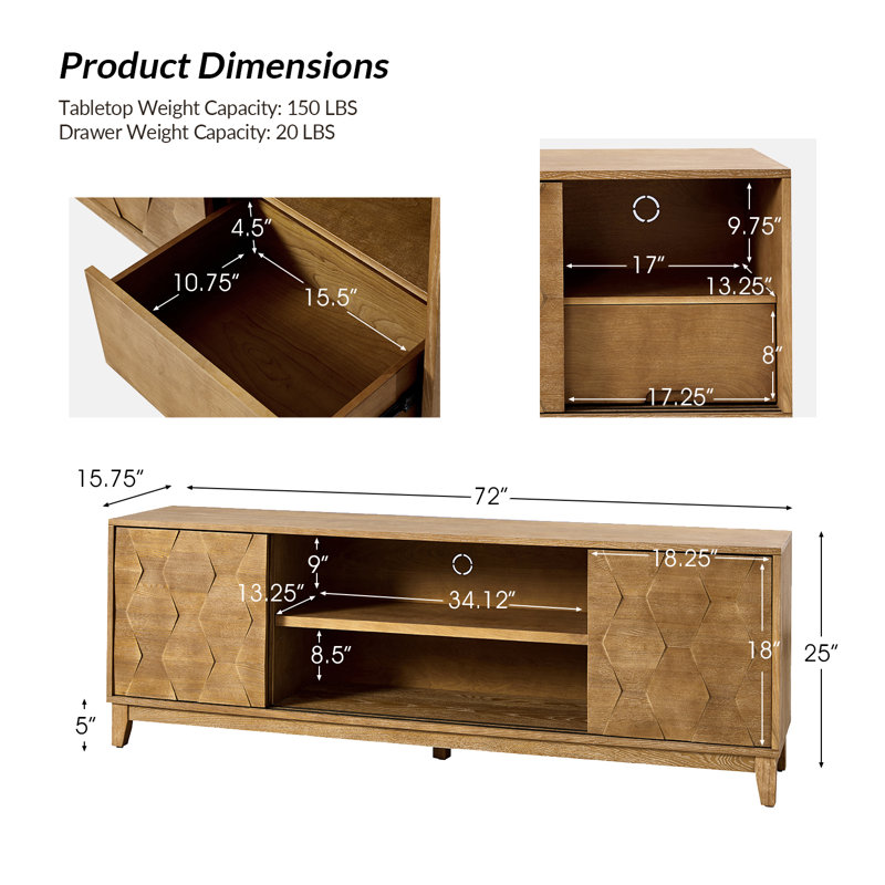 Kelly Clarkson Home Sara 72'' Media Console for TVs up to 78" with 2 ...
