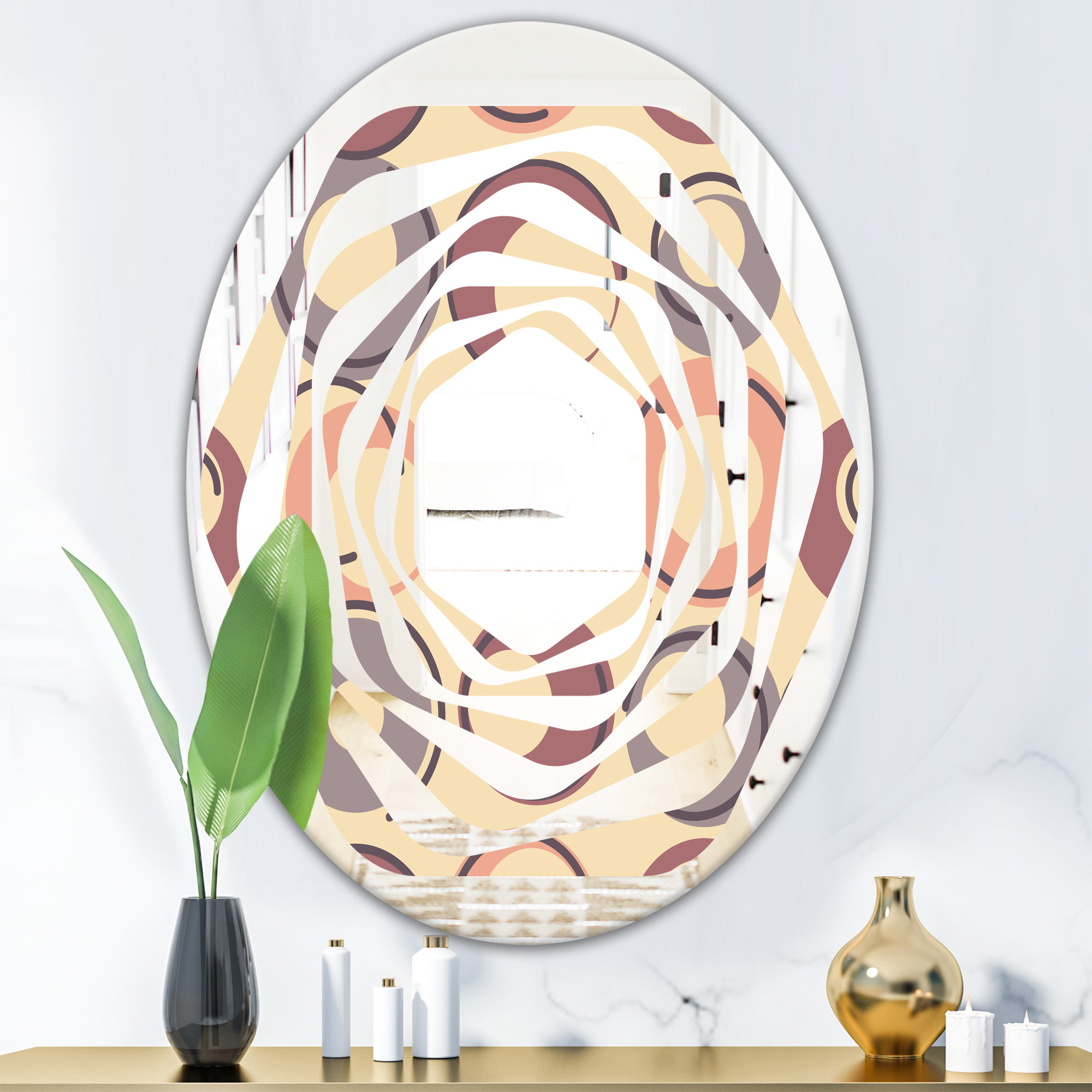 East Urban Home Whirl Geometric Pattern Modern Frameless Wall Mirror ...
