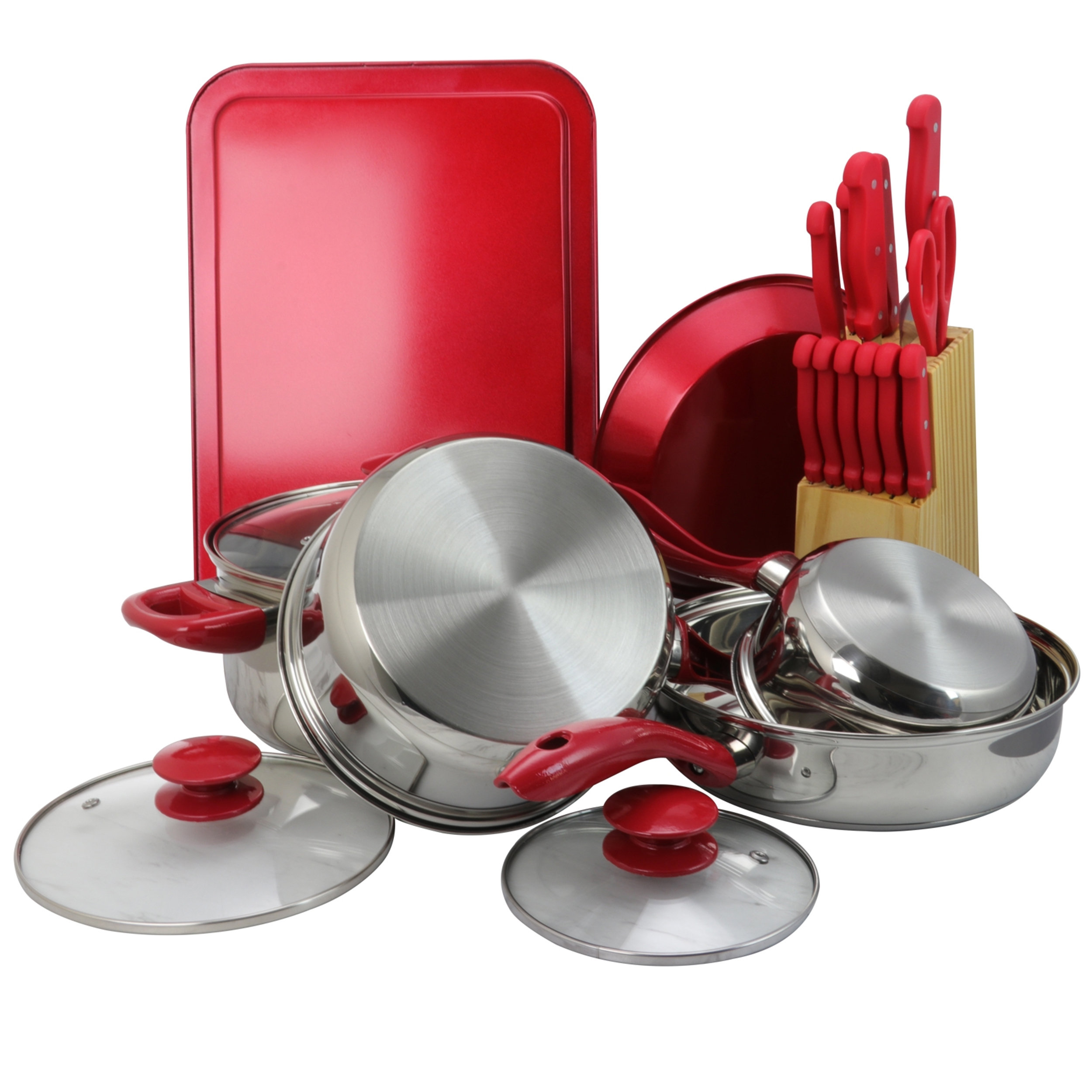 MegaChef 22 Piece Stainless Steel Non Stick Cookware Set "& Reviews ...