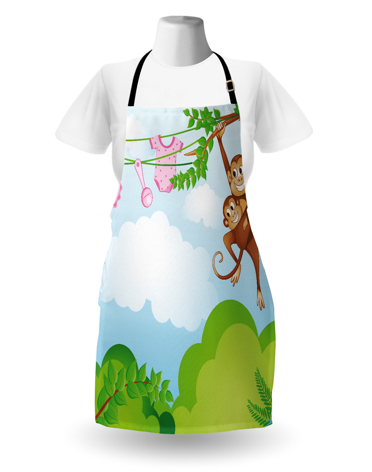 East Urban Home Cartoon Apron Unisex, Monkey Swinging, Adult Size ...