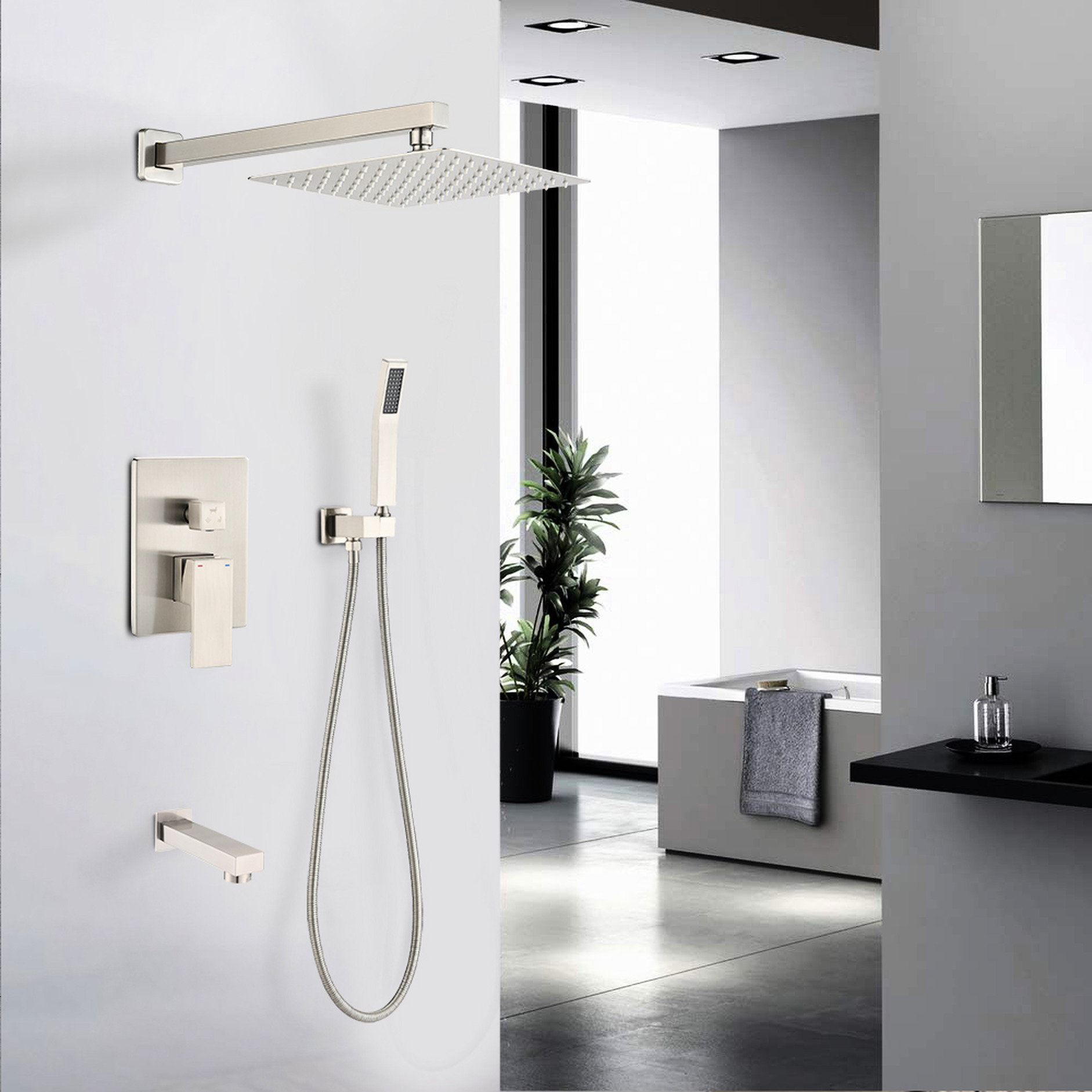 huibaoxiang Bathroom Shower Faucet Look - 10 Inch Rain Head, Handheld ...